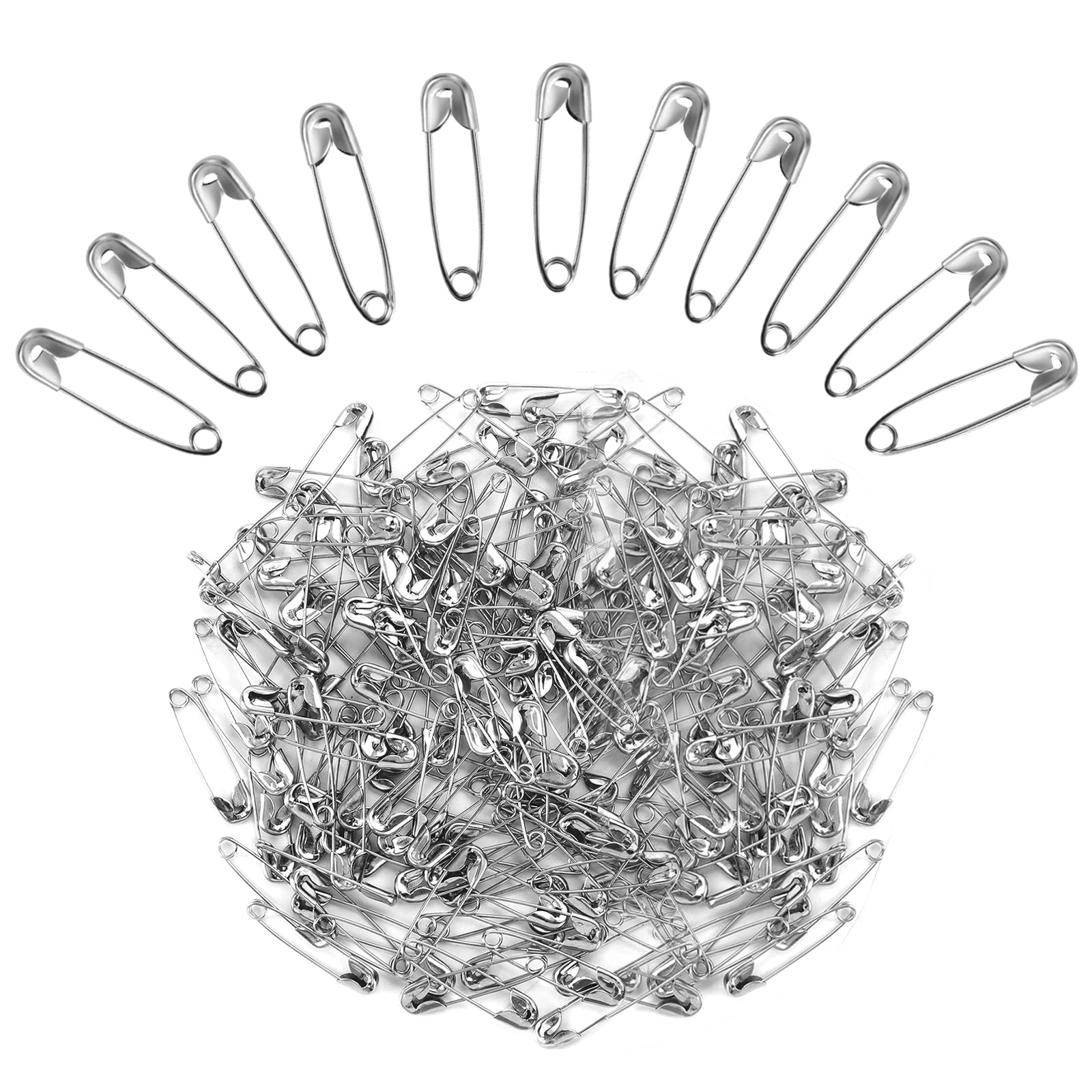 100 Pcs 19mm Sliver Safety Pins, Strong Nickel Plated Stainless Steel ...