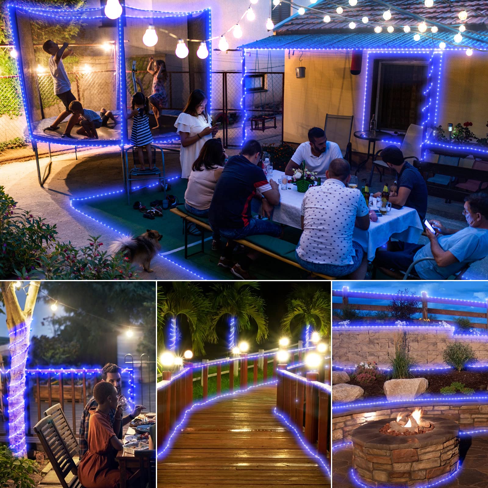 Solar Rope Lights Outdoor Waterproof LED - 200 LED Solar Rope String ...