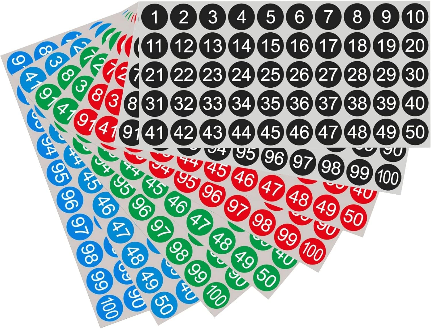 Amazon.com: Greatstar 1 to 100 Round Number Stickers, Continuous Number ...