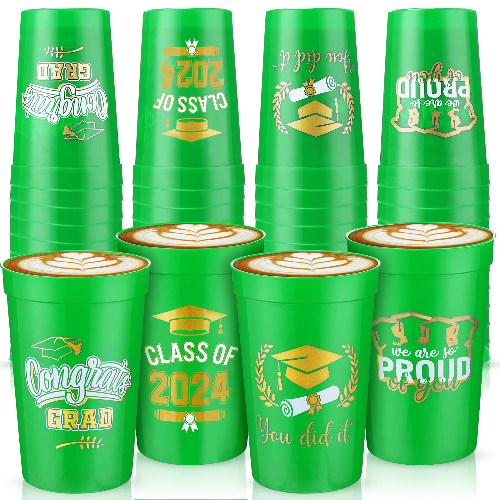 60 Pcs 16 oz Graduation Cups 2024 Graduation Plastic Stadium Cups ...