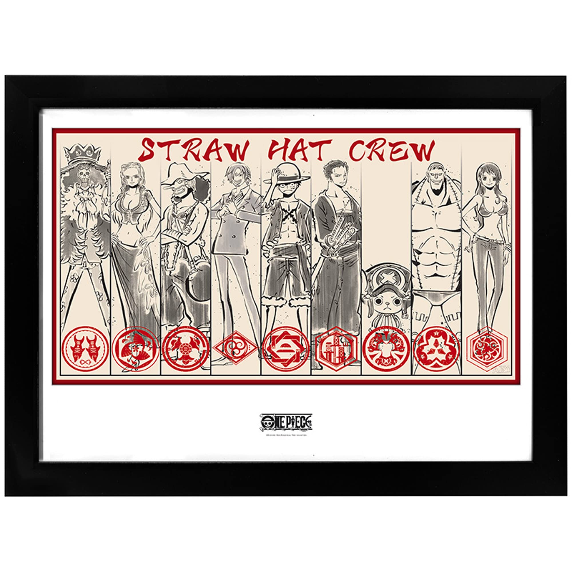 Amazon.com: ABYstyle One Piece Straw Hat Crew Framed Poster Print 12" x ...