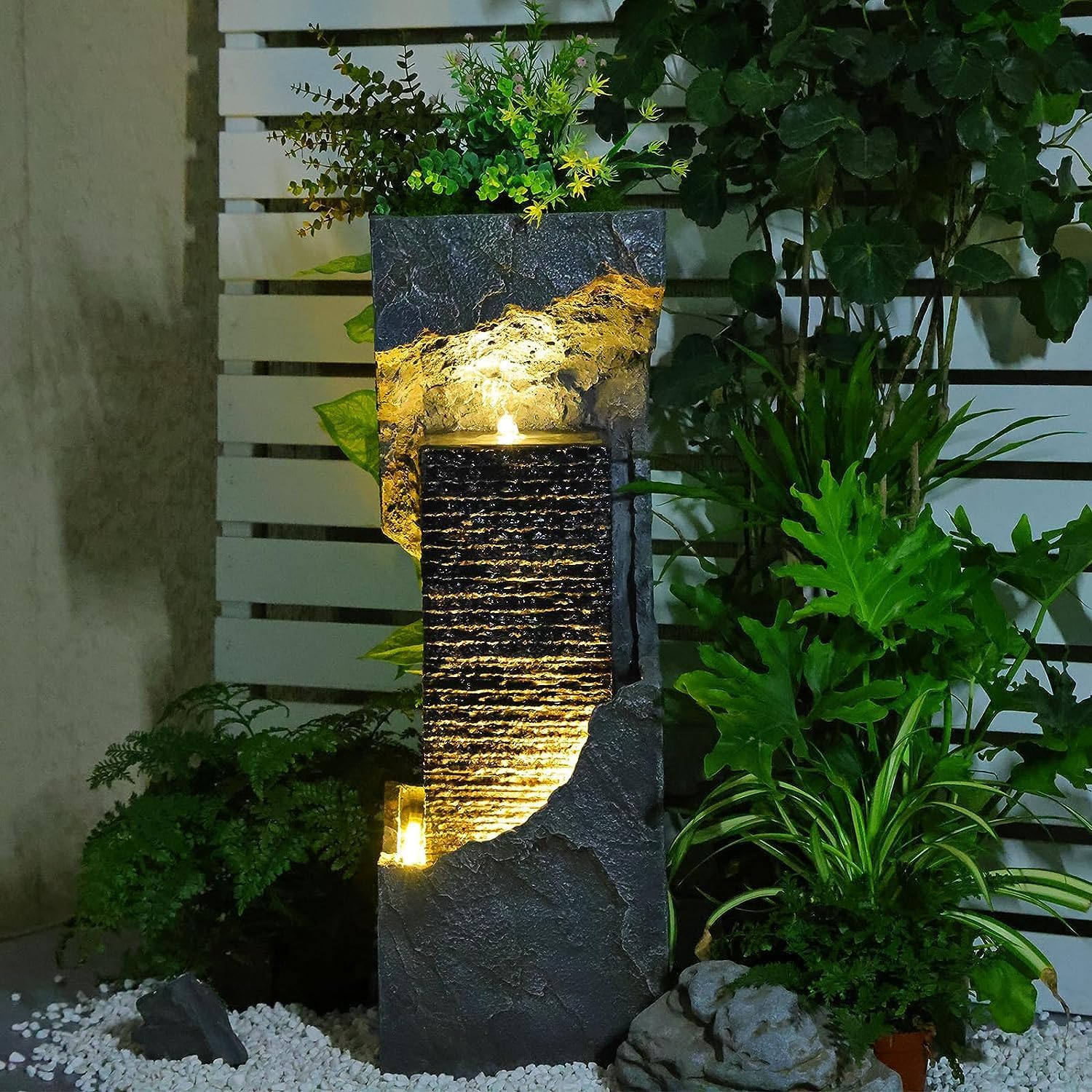 Amazon.com: YZM 35.43" H Water Fountain Outdoor Indoor Waterfall ...