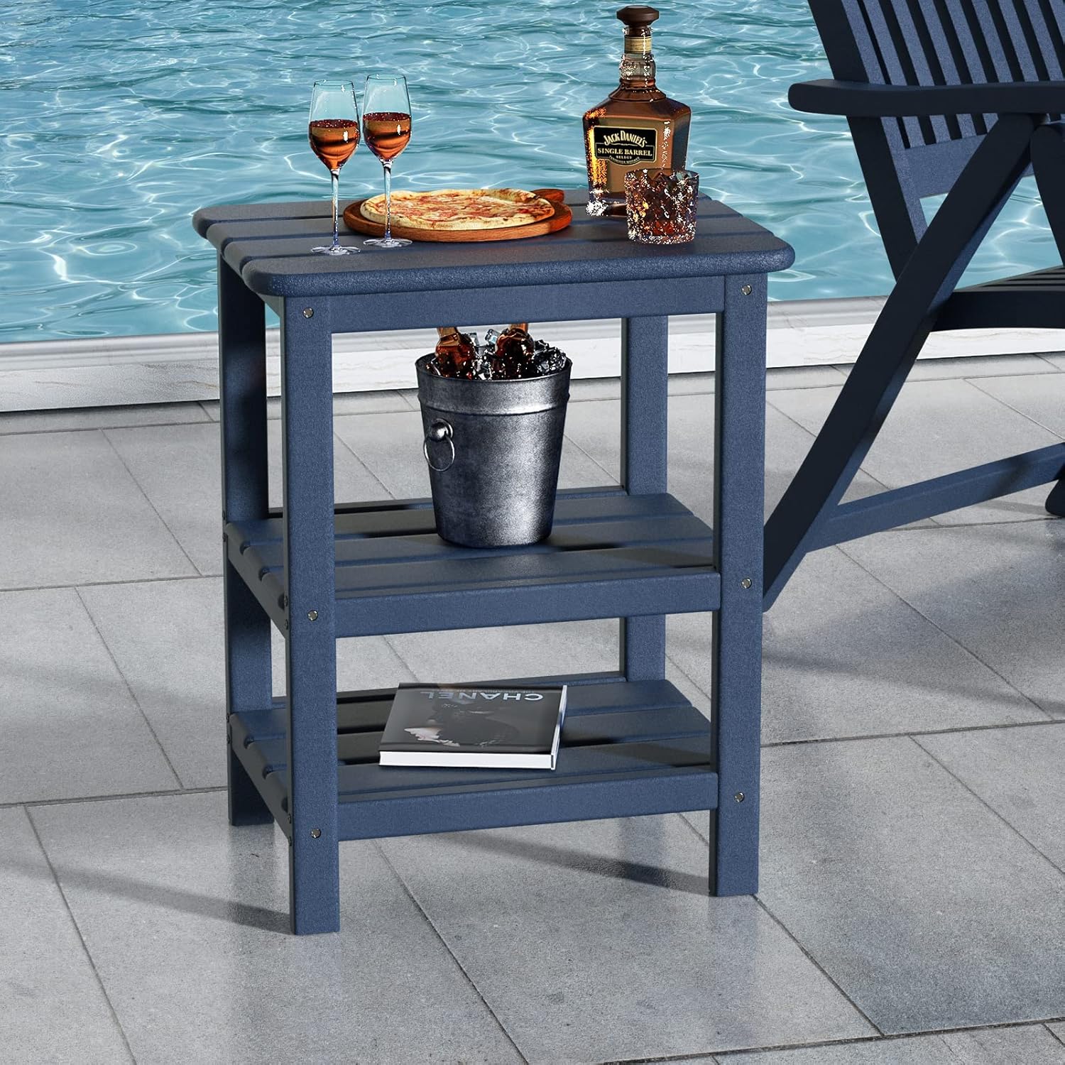 Amazon.com: 3-Tier Patio Side Table with Storage, HDPE Outdoor End ...