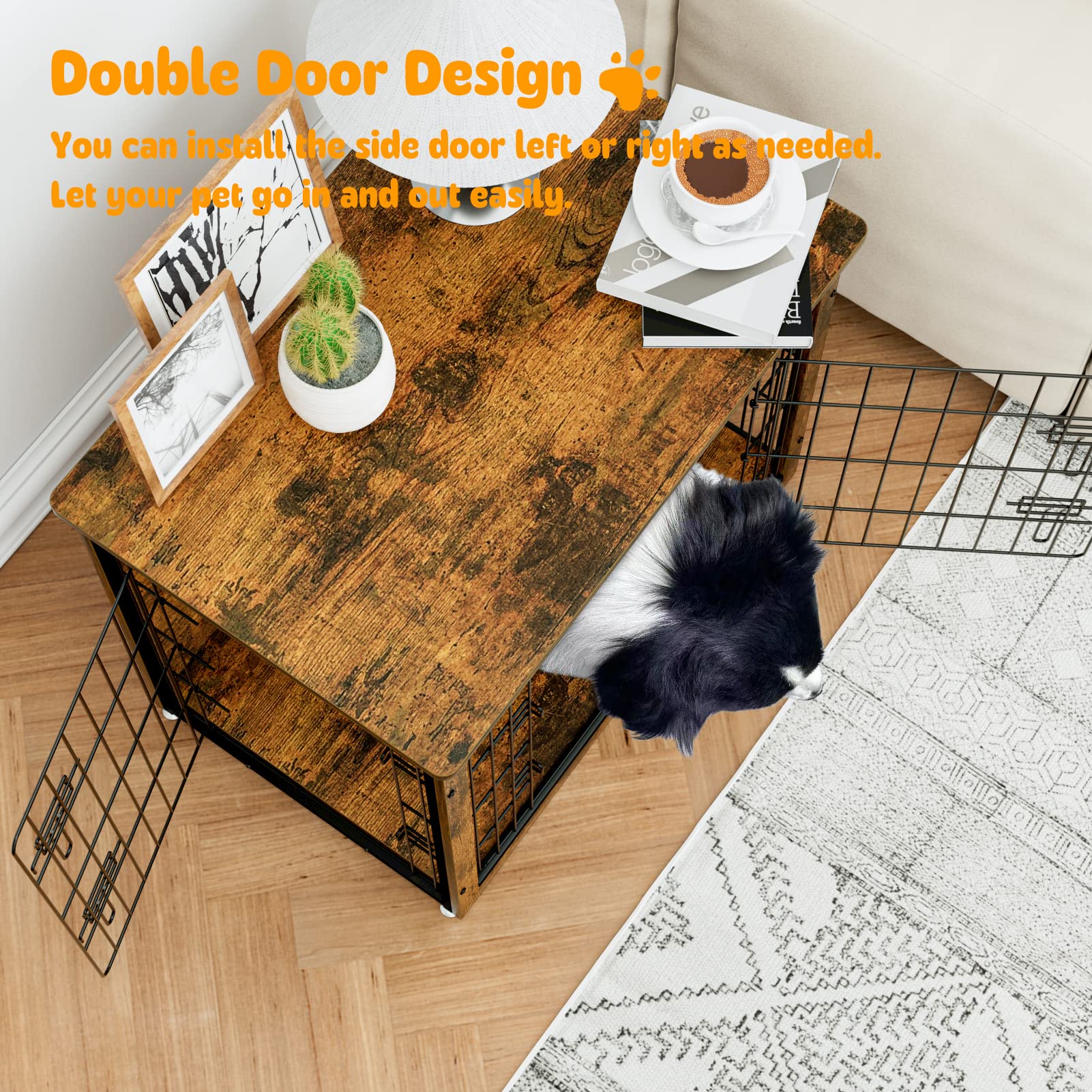 APPOLYN Dog Crate Furniture with Cushion, Side End Table, Dog Crate ...