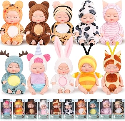 Amazon.com: Hanaive 10 Pcs 4 Inch Mini Baby Dolls Lifelike Realistic ...