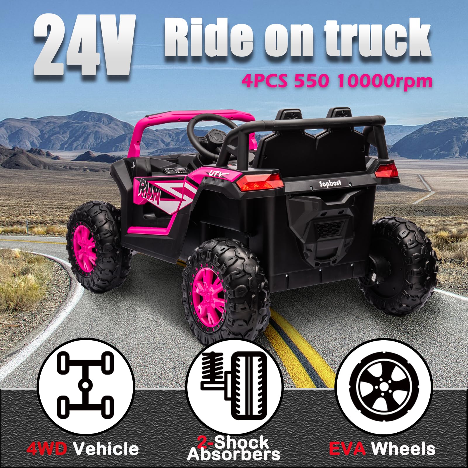 Snapklik.com : Sopbost 24v Ride On Toys For Kids Electric Vehicles Ride ...