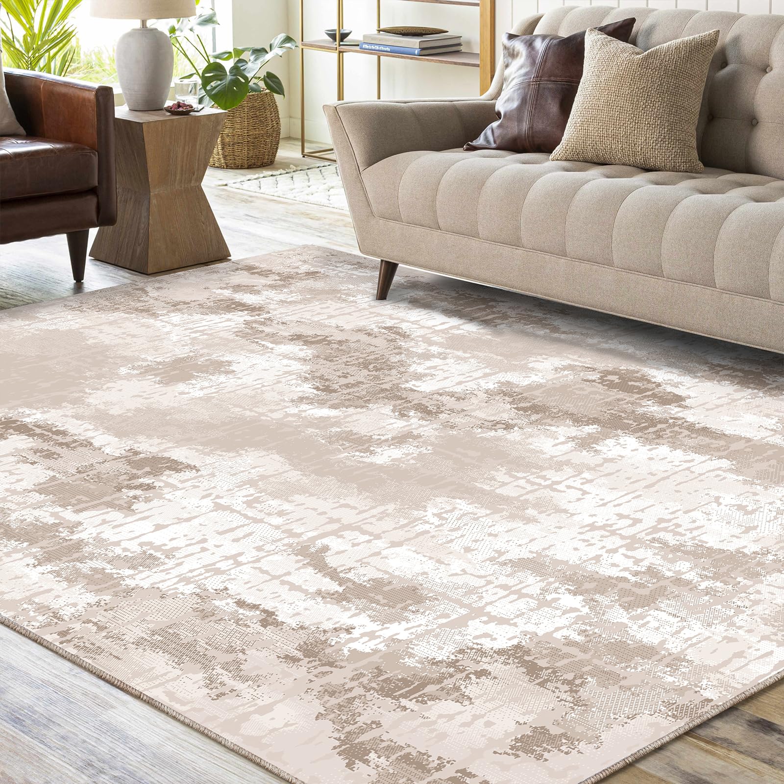QD-Udreamy 5x7 Area Rugs - Machine Washable Rugs for Living Room, Brown ...