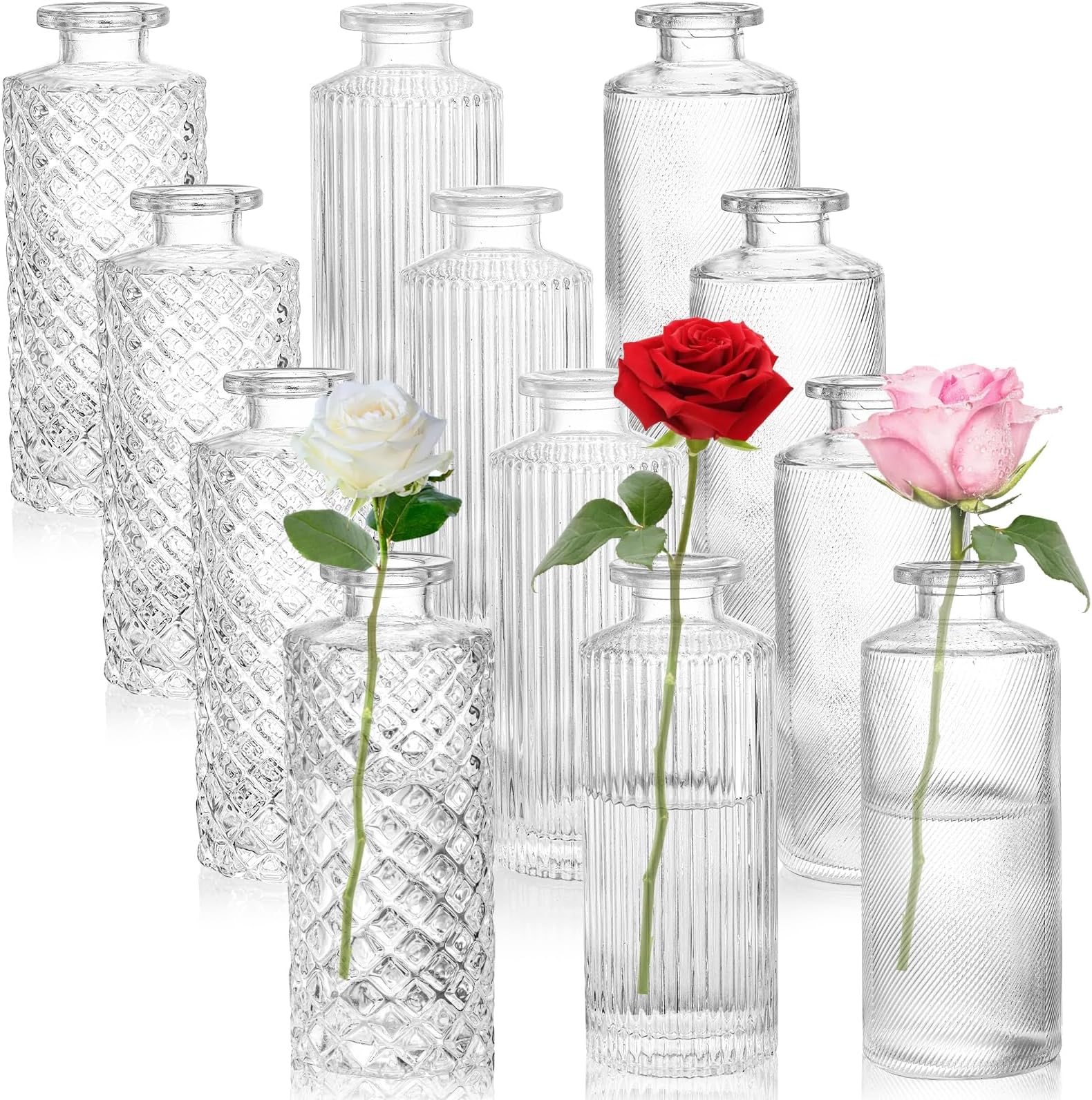Amazon.com: Nuogo 20 Pieces Glass Bud Vase in Bulk Clear Small Flower ...