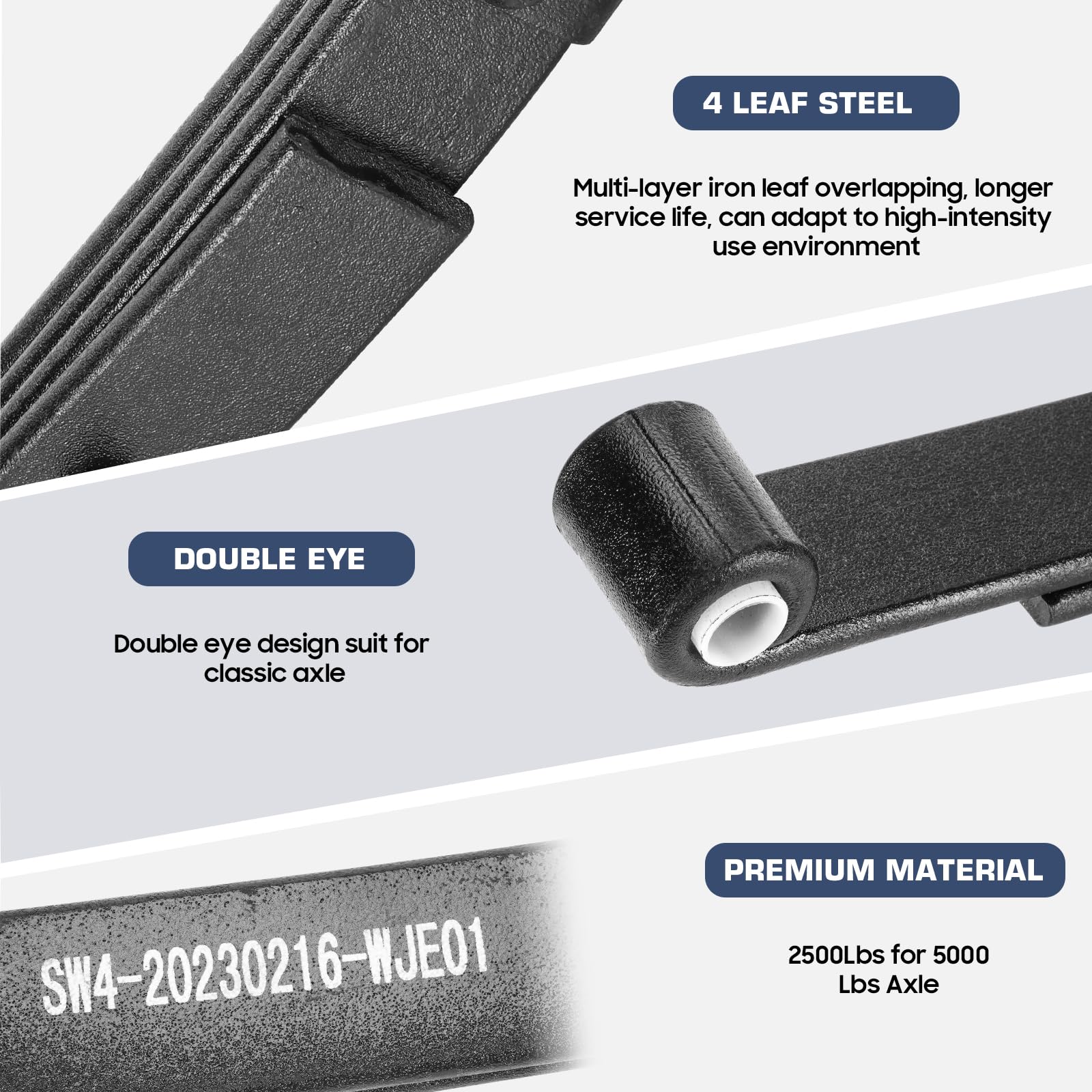 Snapklik.com : Trailer Leaf Spring, 4 Leaf 2500lb Double Eye Leaf ...