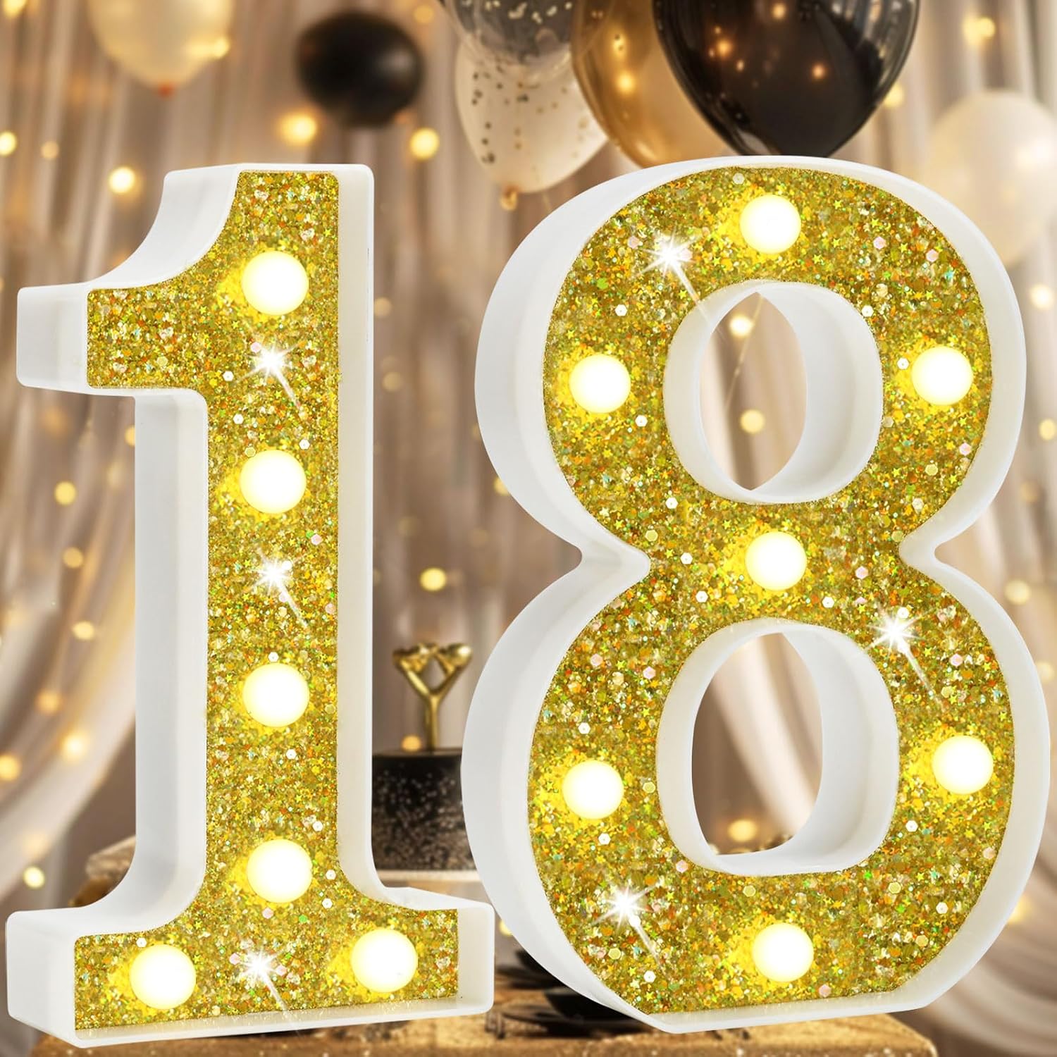 Amazon.com : LED Marquee Numbers Lights, 8.8" Light Up Numbers for 18th ...