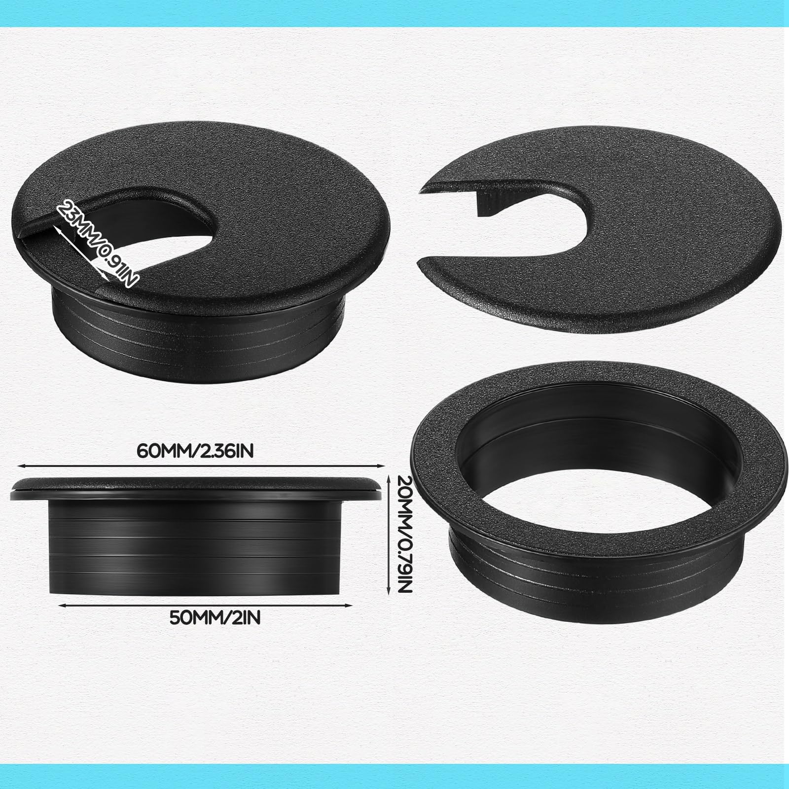 Snapklik.com : Lanties 100 Pack 2 Inch Desk Grommet Desk Cable Wire ...