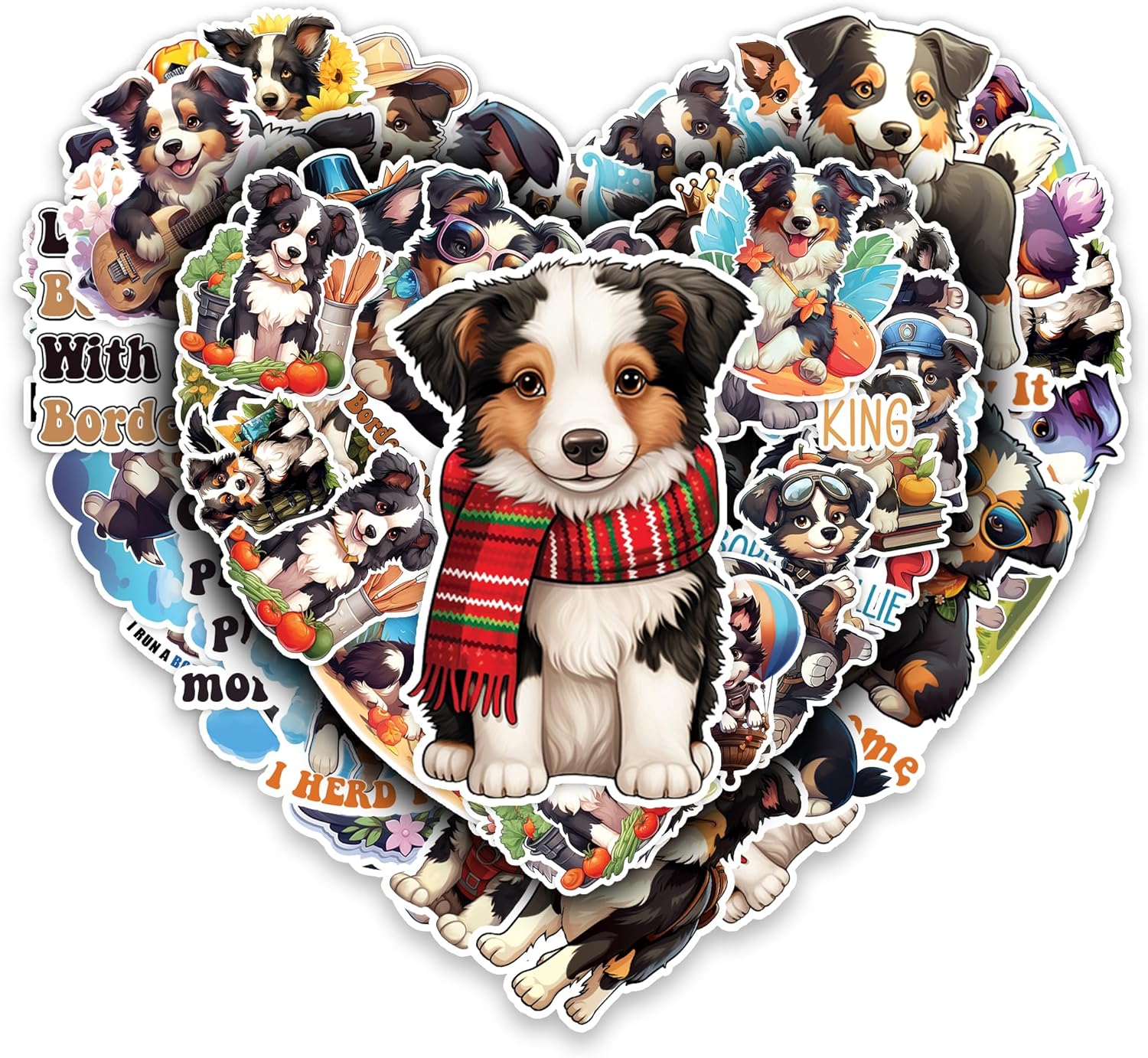Amazon.com: MONIZY Border Collie Stickers 50 Pieces Vinyl Waterproof ...