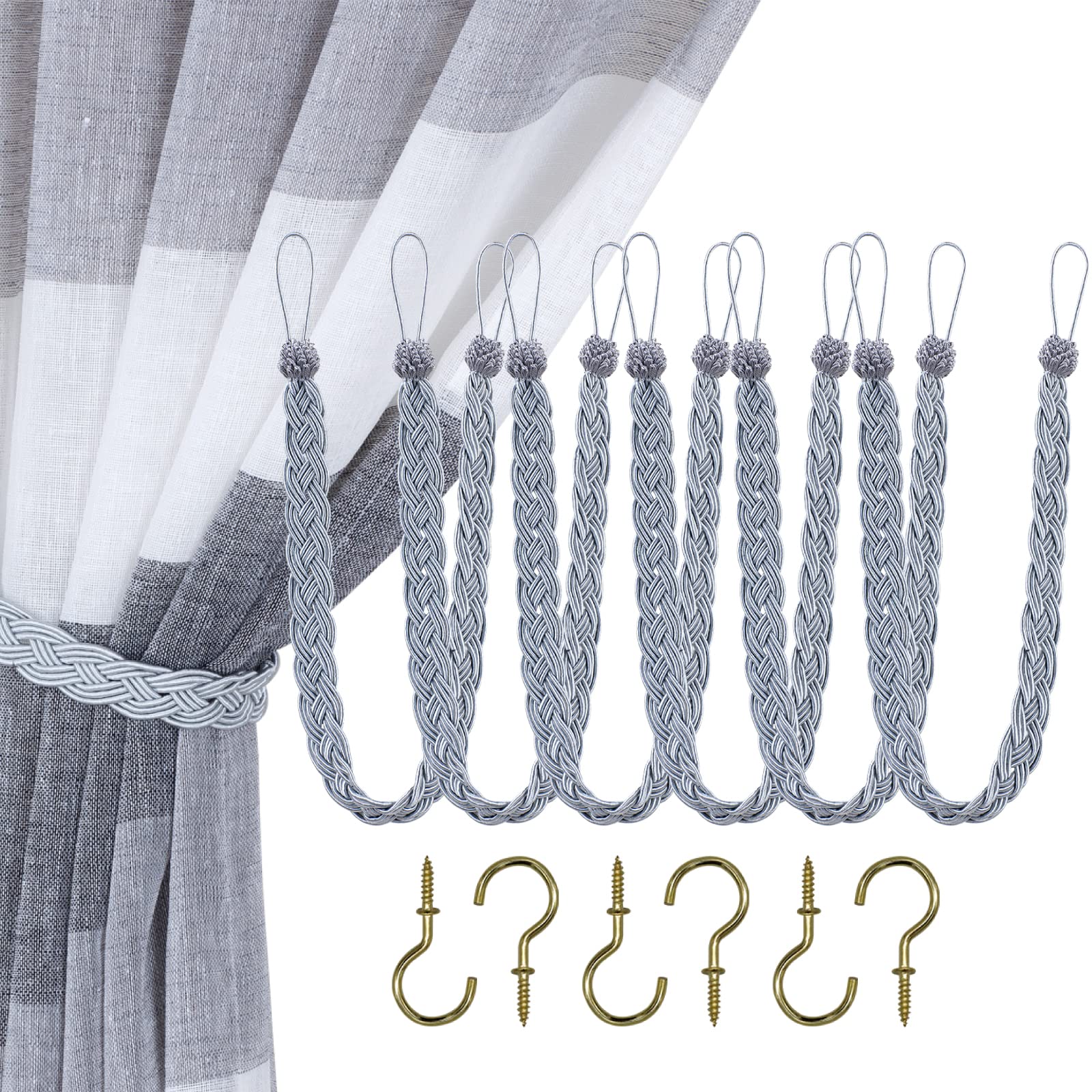 Amazon.com: Home Queen Hand Braided Curtain Tie Back, 6 Rope Belt ...