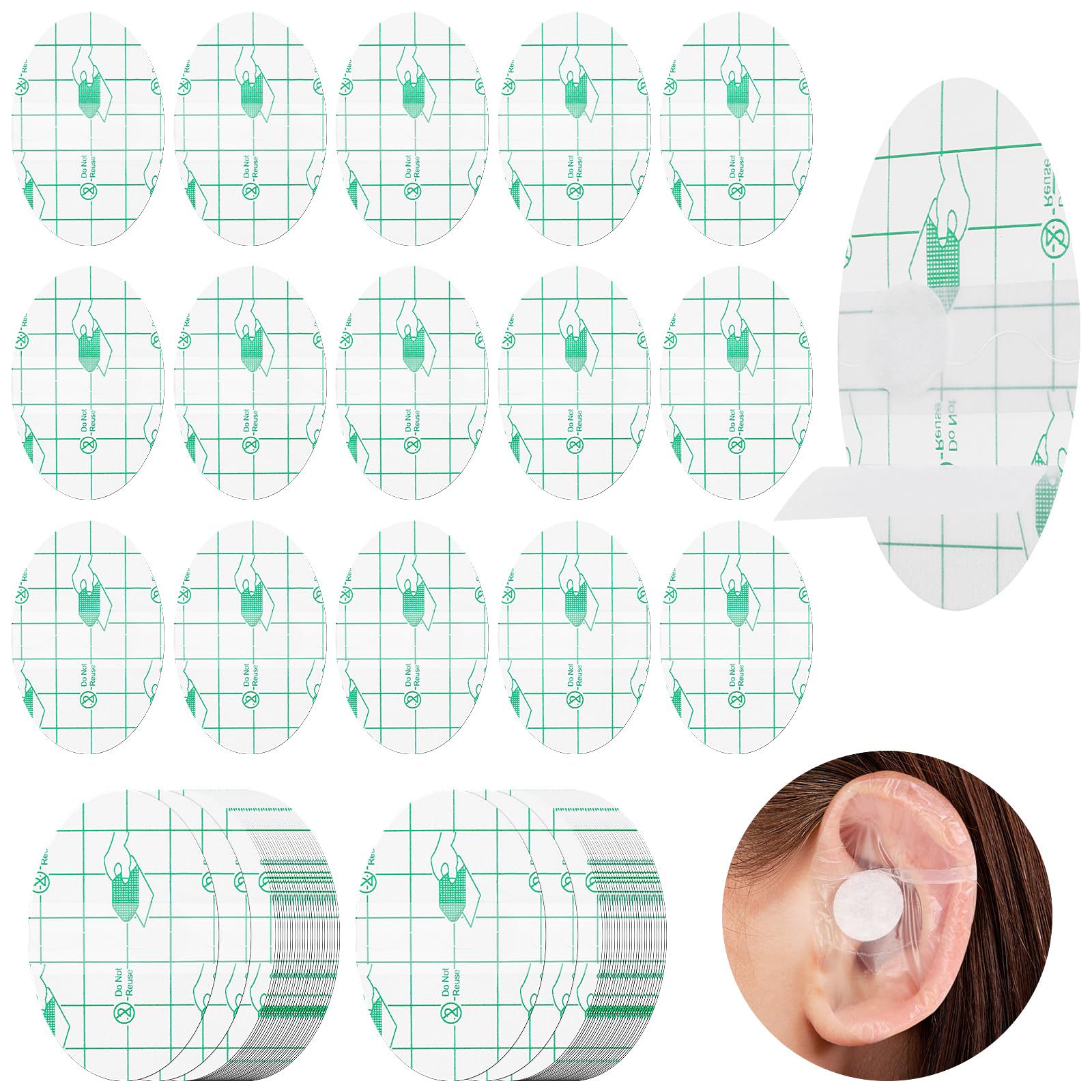 Amazon.com: 60 Pieces Ear Covers for Shower,Waterproof Ear Stickers Ear ...