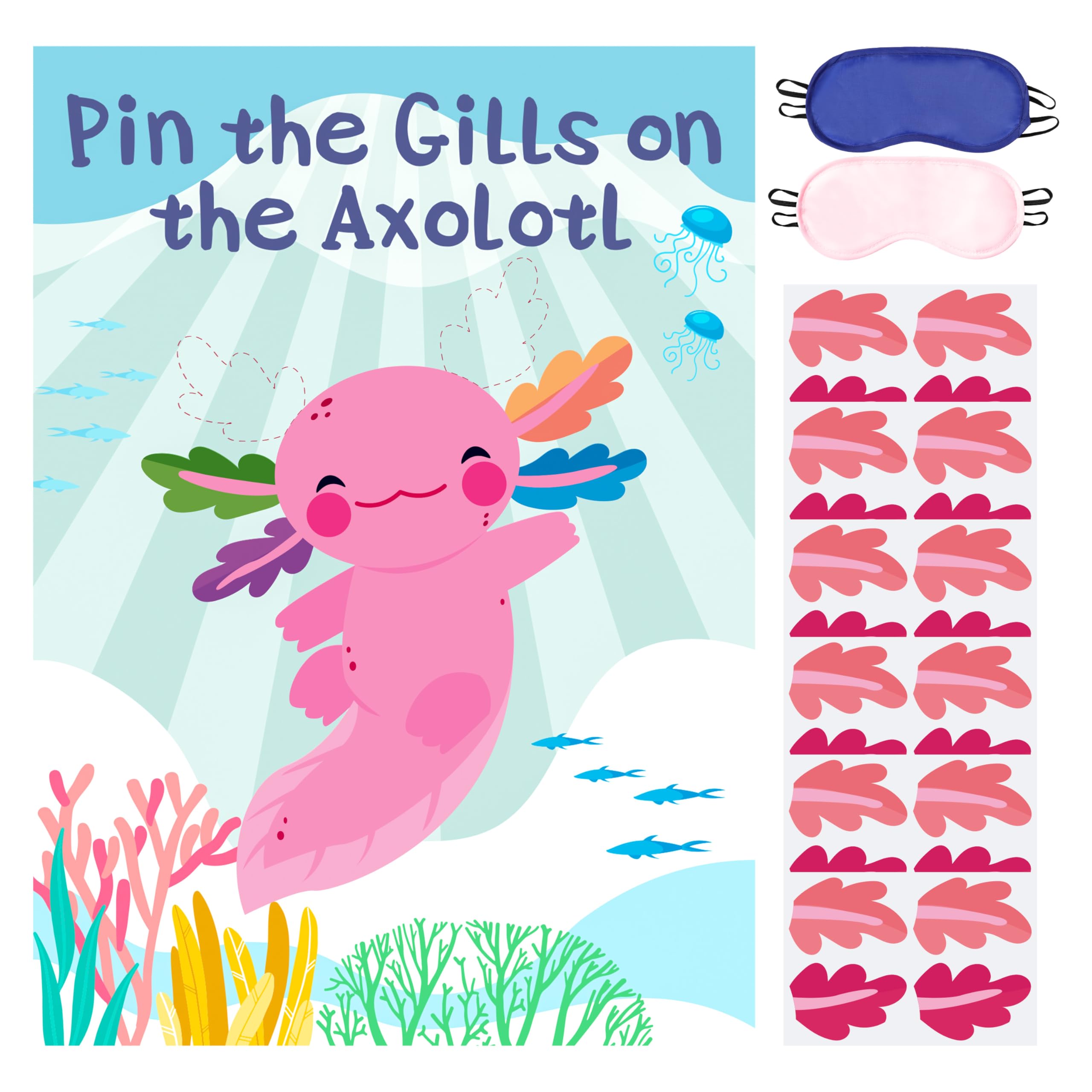 Amazon.com: EmmgHen Pin The Gills On The Axolotl Party Game Cartoon ...