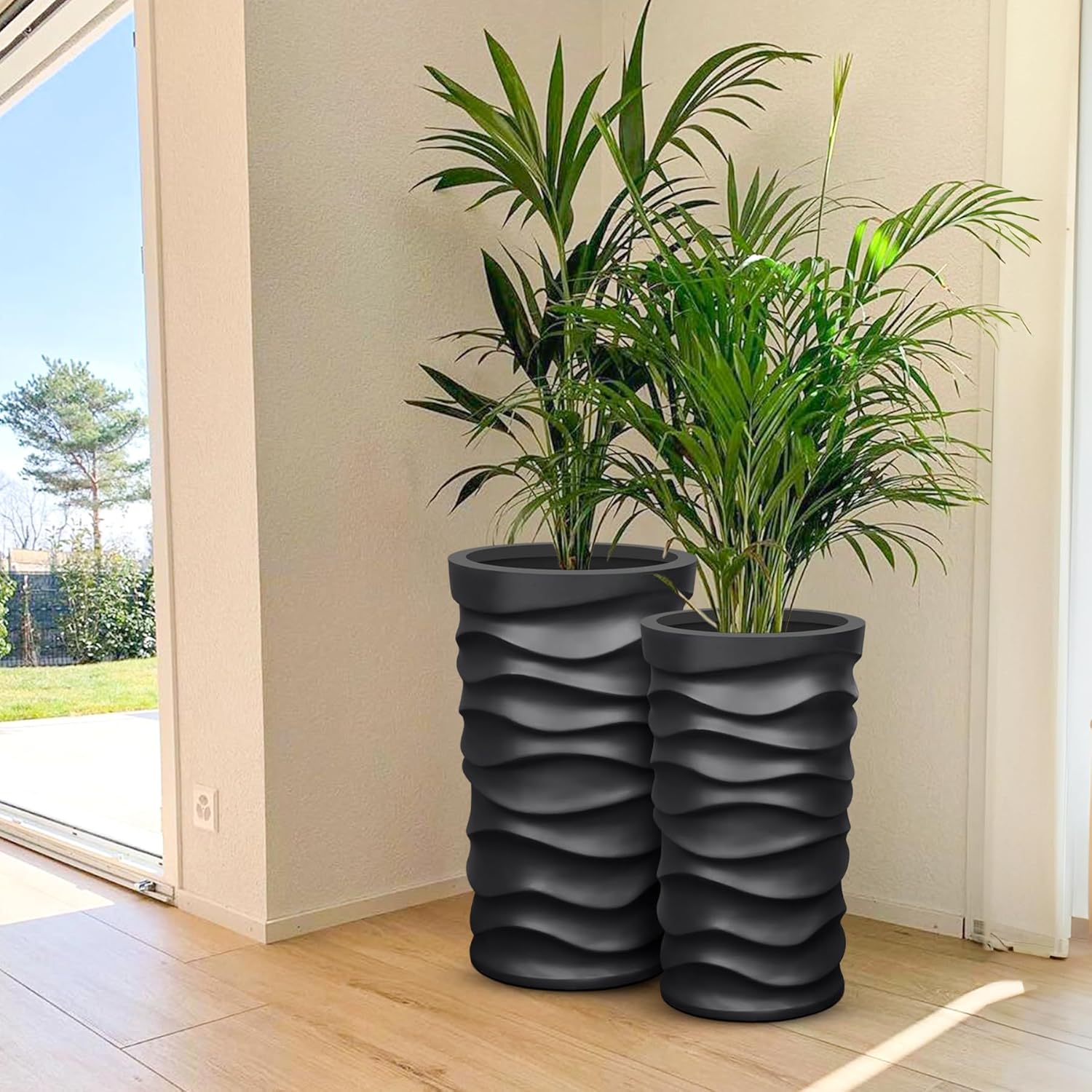Amazon.com : BEYOUDO Tall Planter Outdoor Indoor, 2 Pack Extra Large ...