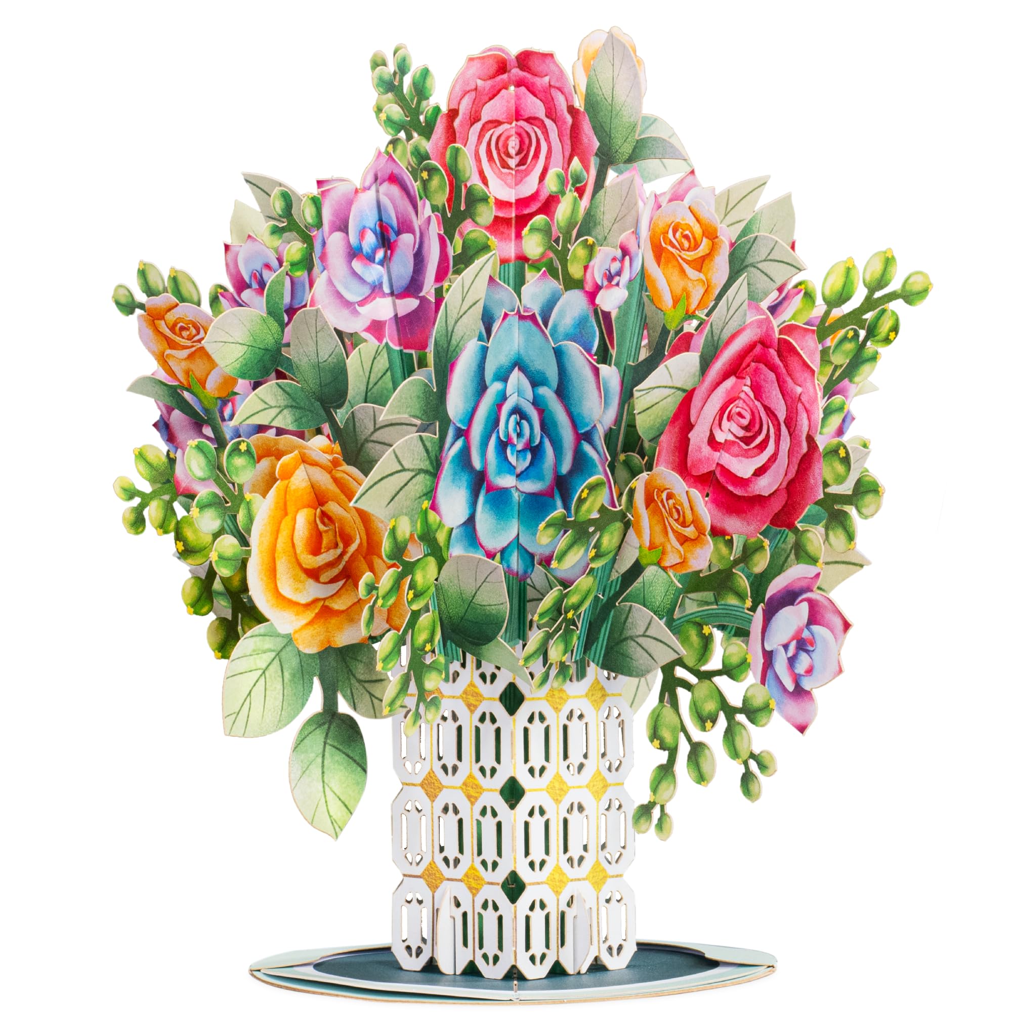 Amazon.com : Paper Love 3D Pop Up Flower Bouquet, with Roses and ...