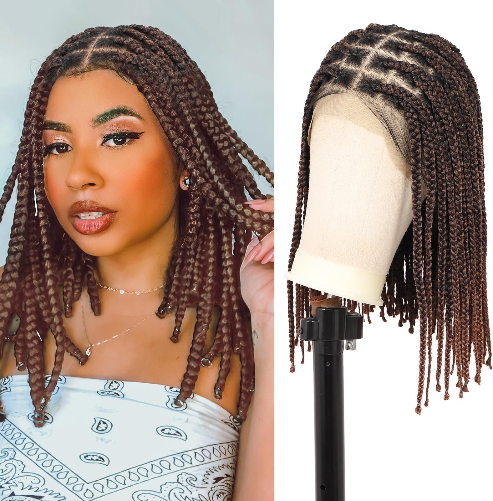 Amazon.com : Brinbea 13x8'' HD Lace Knotless Braided Wigs Box Braid Wig ...