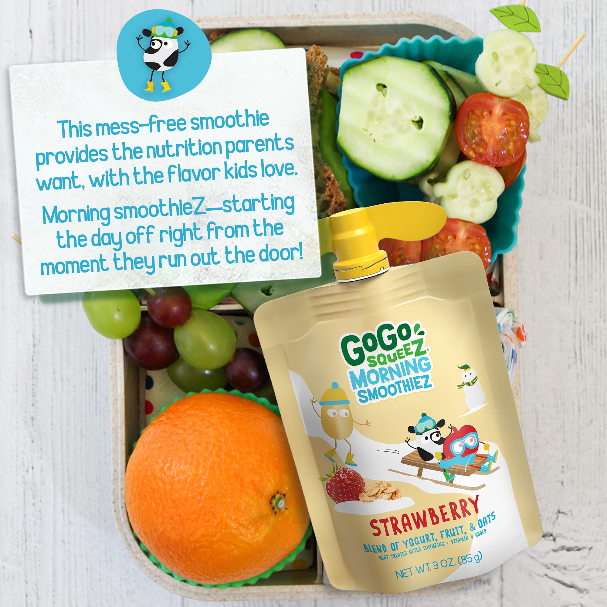GoGo squeeZ Morning smoothieZ, Strawberry, 3 oz (Pack of 24), Gluten ...