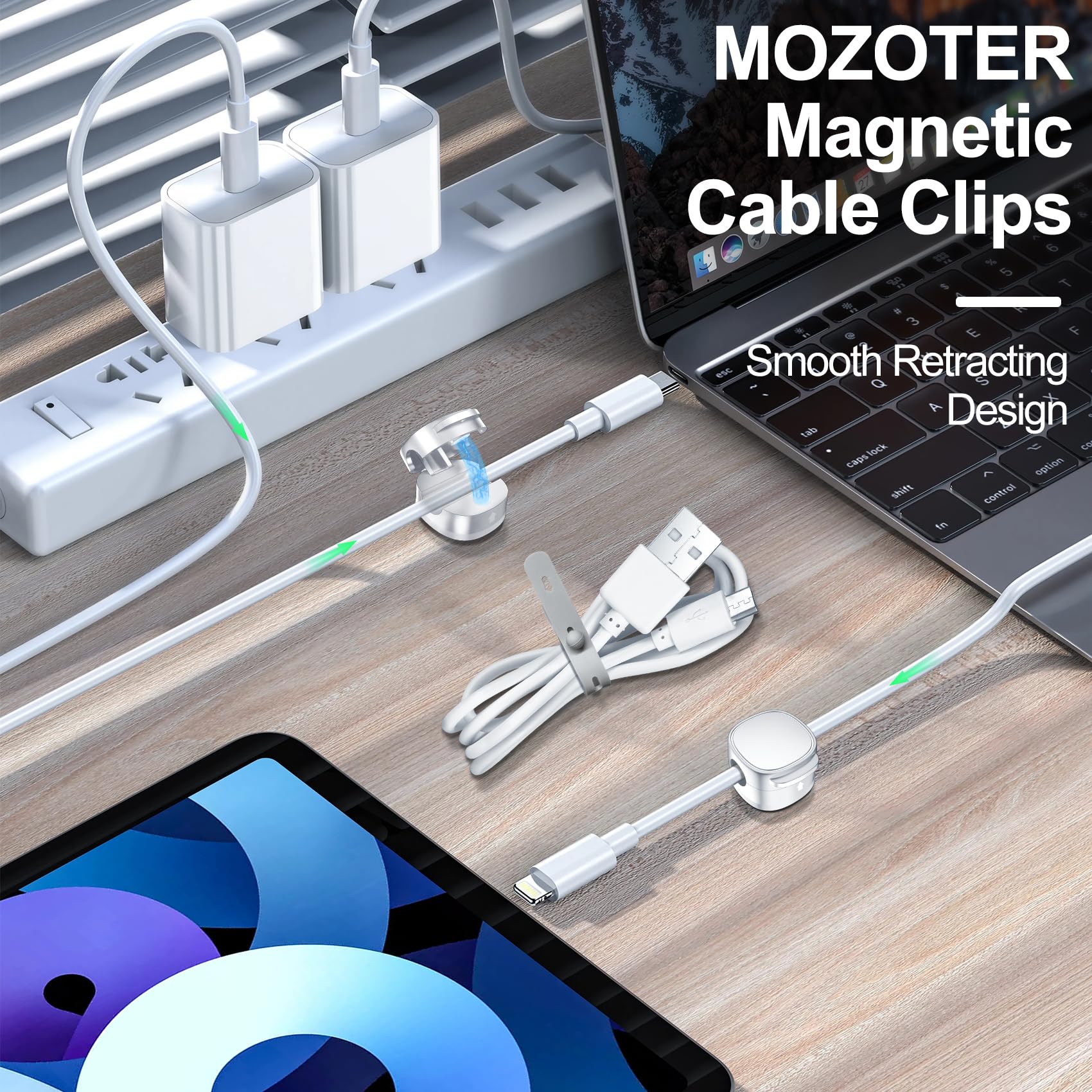 Snapklik.com : 6 Pack,Magnetic Cable Clips & Silicon Cable Ties,Cable ...