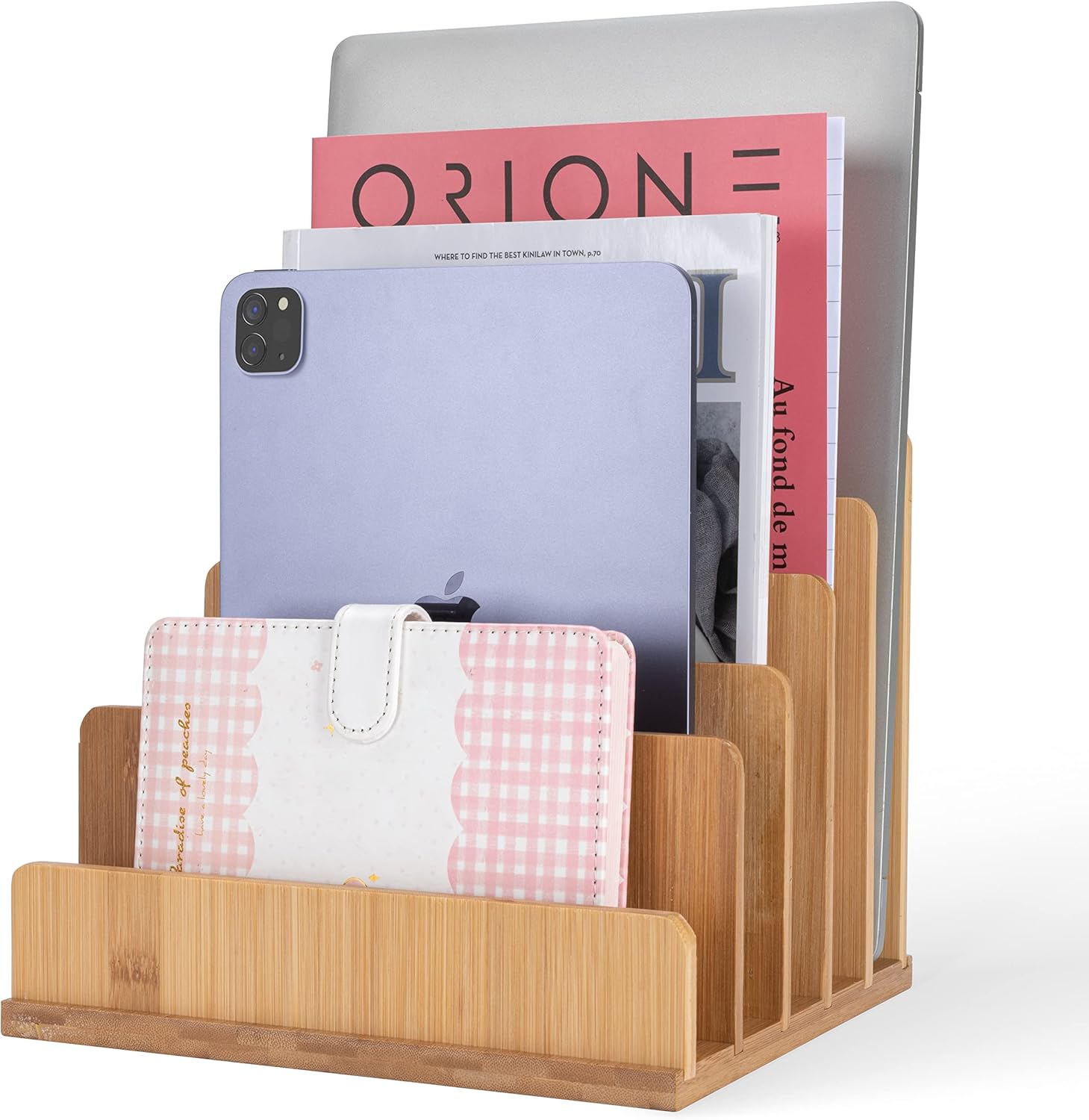 Amazon.com: Bamboo File Organizer for Desk – Laptop Wooden Desktop ...