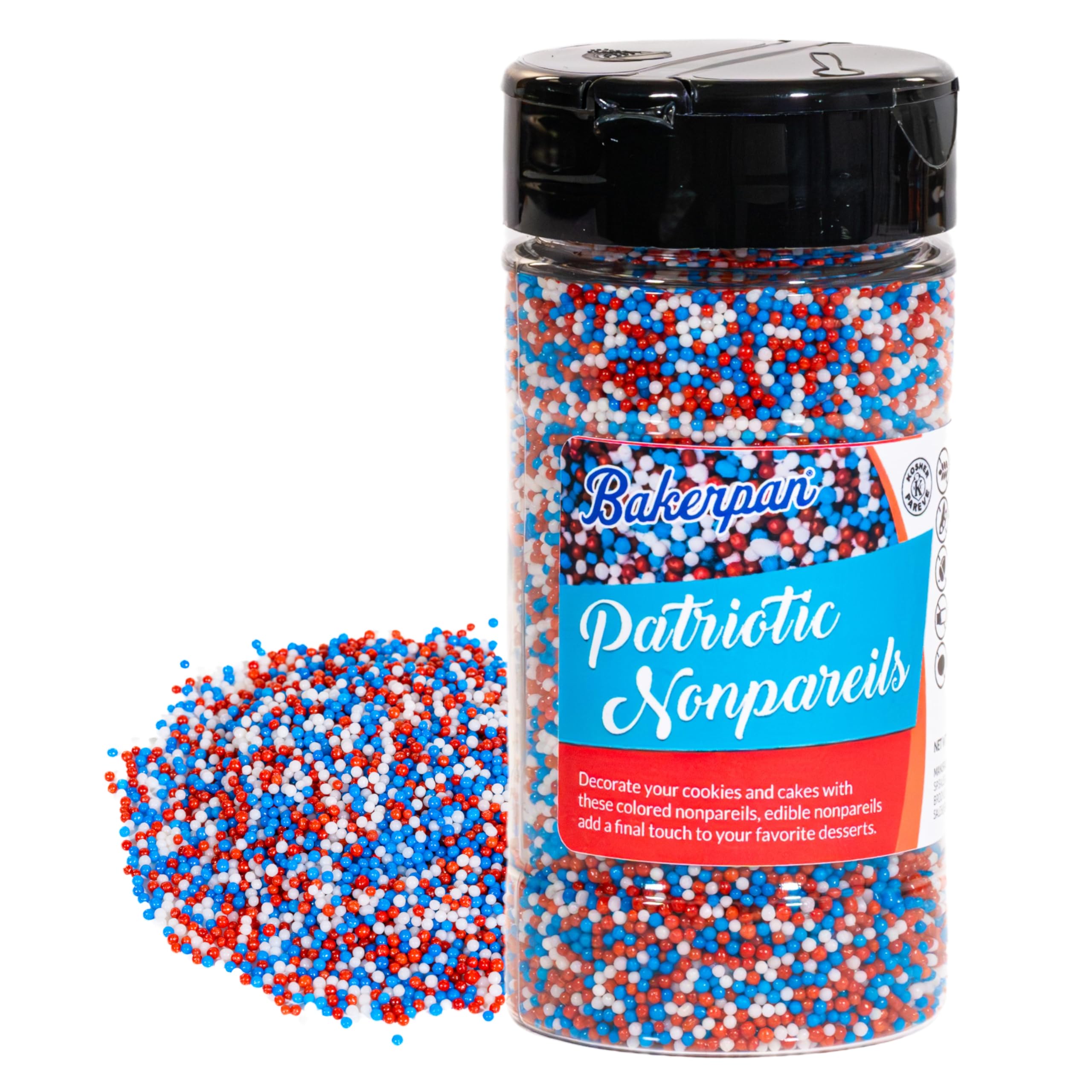 Amazon.com: Bakerpan Patriotic Nonpareils Sprinkles - 7 Ounces ...