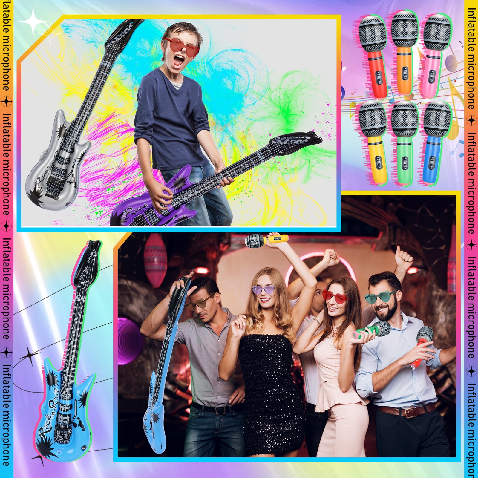 Inflatable Guitar Chitidr 37-Piece Inflatable Rock Star Toy Set ...