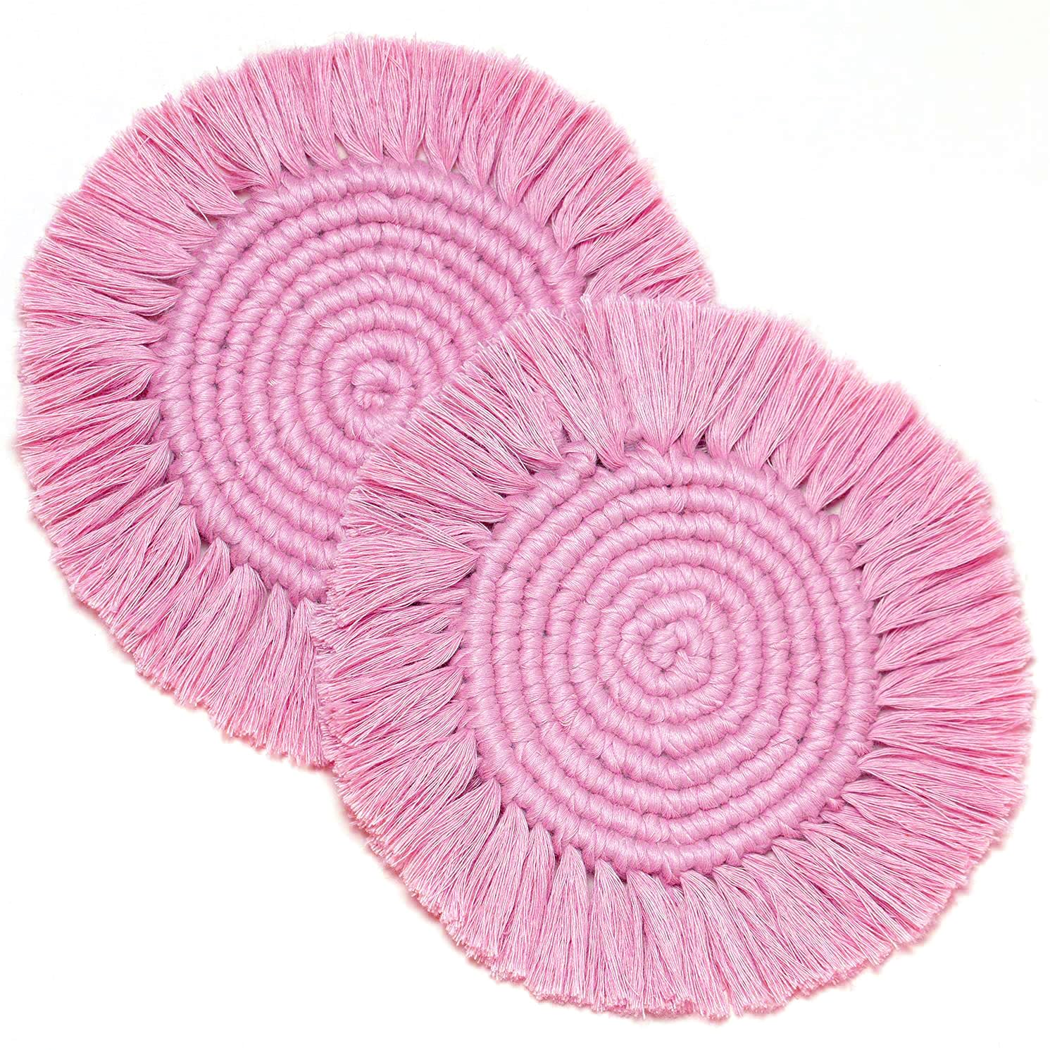 Amazon.com: 2 Pcs Cotton Coasters for Drinks, Round Boho Coasters ...