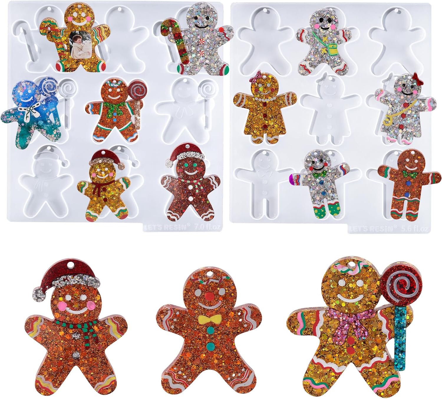 Amazon.com: LET’S Resin 18 Cavities Christmas Resin Molds, 6 ...