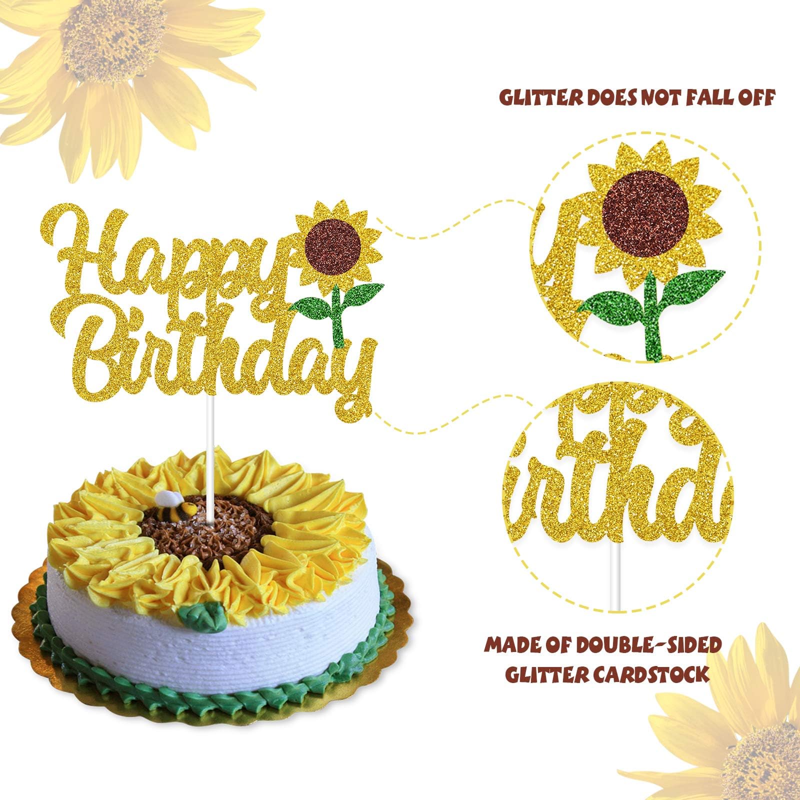Snapklik.com : Sunflower Cake Topper - Happy Birthday Sign Sunflower ...