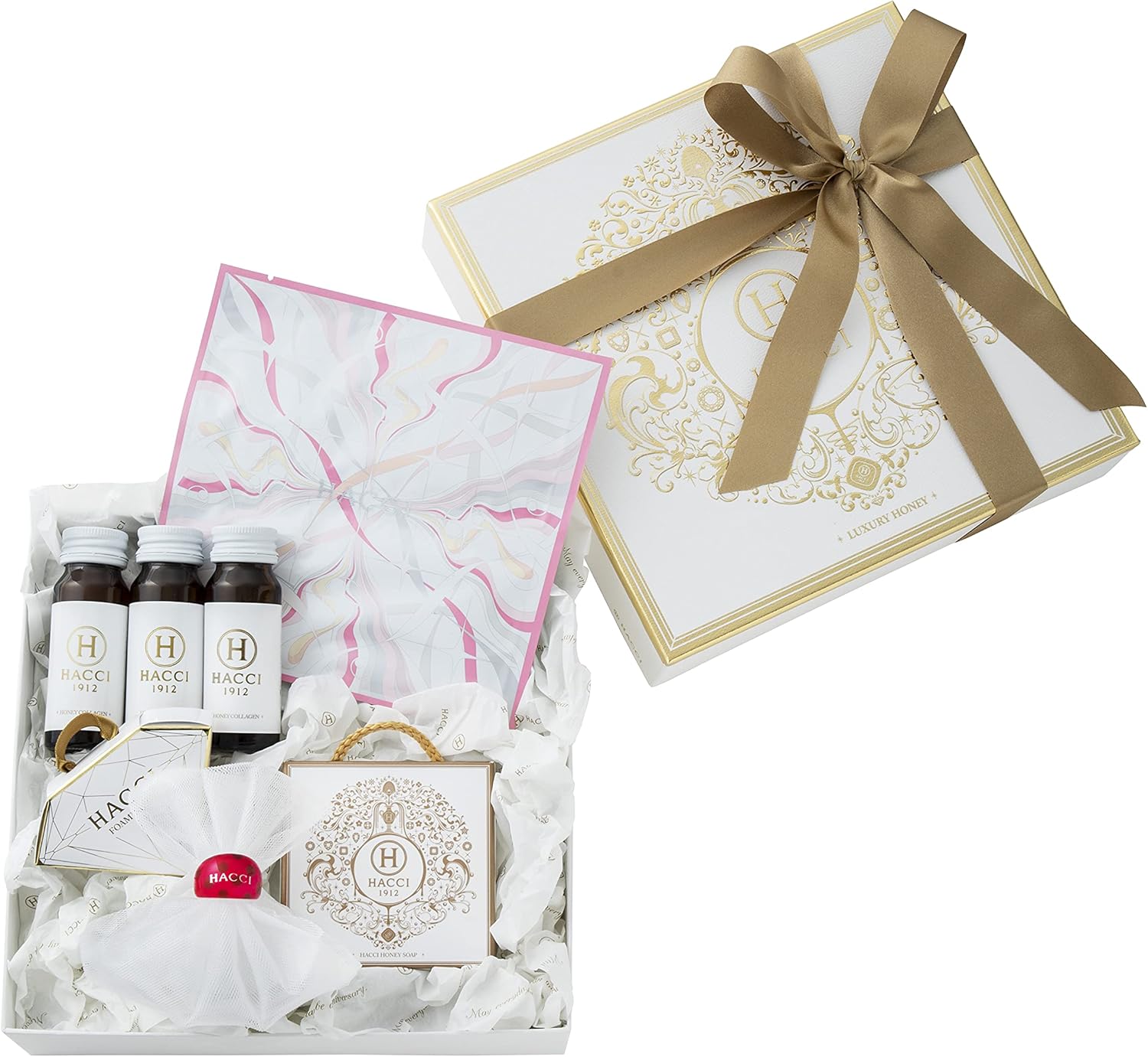 Amazon.co.jp: HACCI(ハッチ) コスメBOXギフトセット (はちみつ洗顔石けん 80g、キャンディーカラーリング泡立てネット、シートマスク、ハニーコラーゲン) : ビューティー
