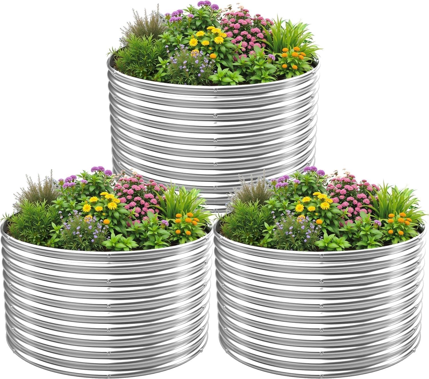 Amazon.com: Galvanized Steel Round Raised Garden Bed — 4ft. x 12in ...