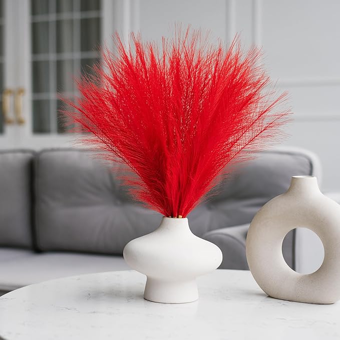 Amazon.com: EVODIS Pampas Grass Decor, Fluffy Faux Pampas Grass 5 Stem ...