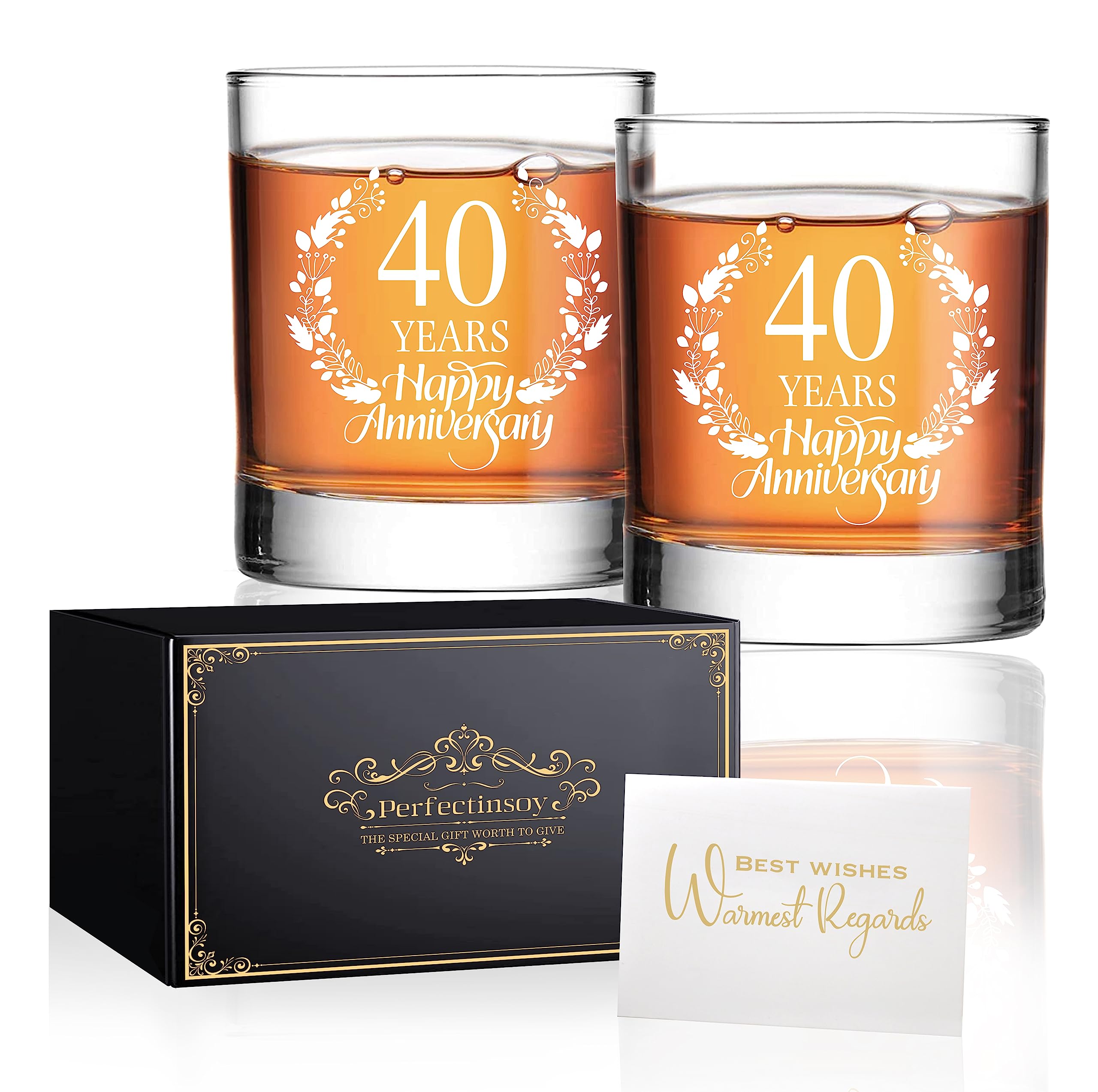 Amazon.com | Perfectinsoy 40 Years Happy Anniversary Whiskey Glass Gift ...