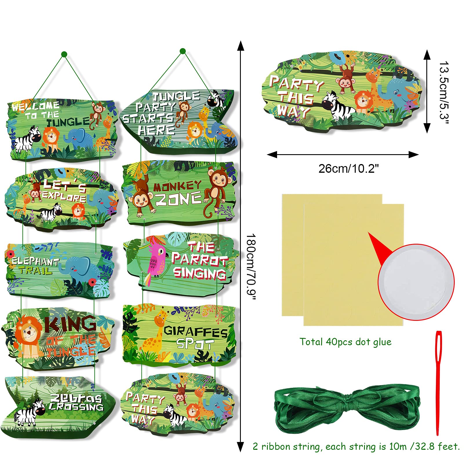 Buy HOWAF 10 Pieces Safari Jungle Animal Signs Party Signs Wild Animal ...