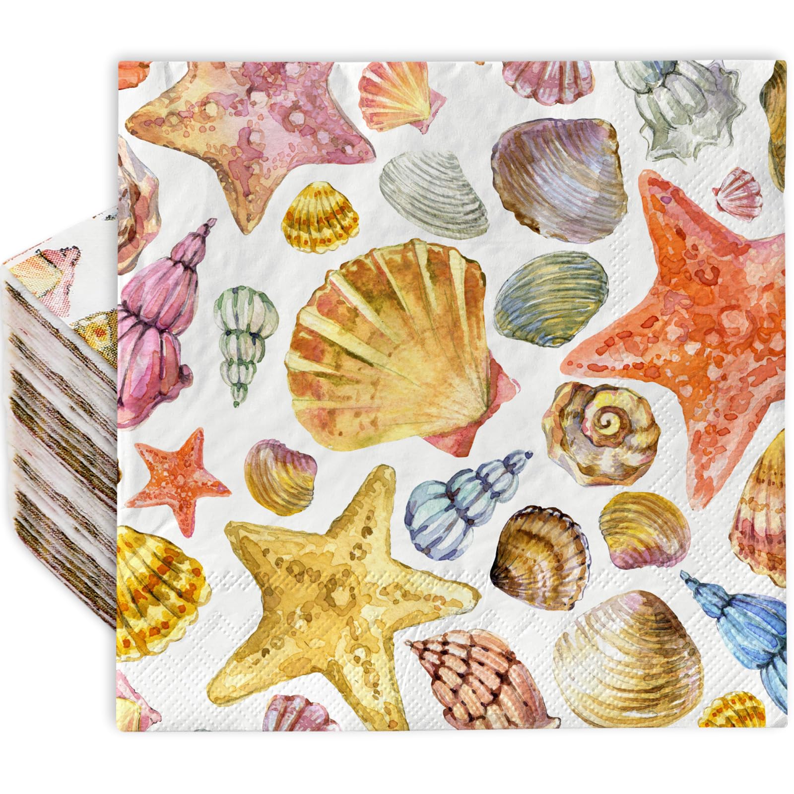Amazon.com: AnyDesign 80Pcs Sea Shell Paper Napkins Tropical Ocean ...