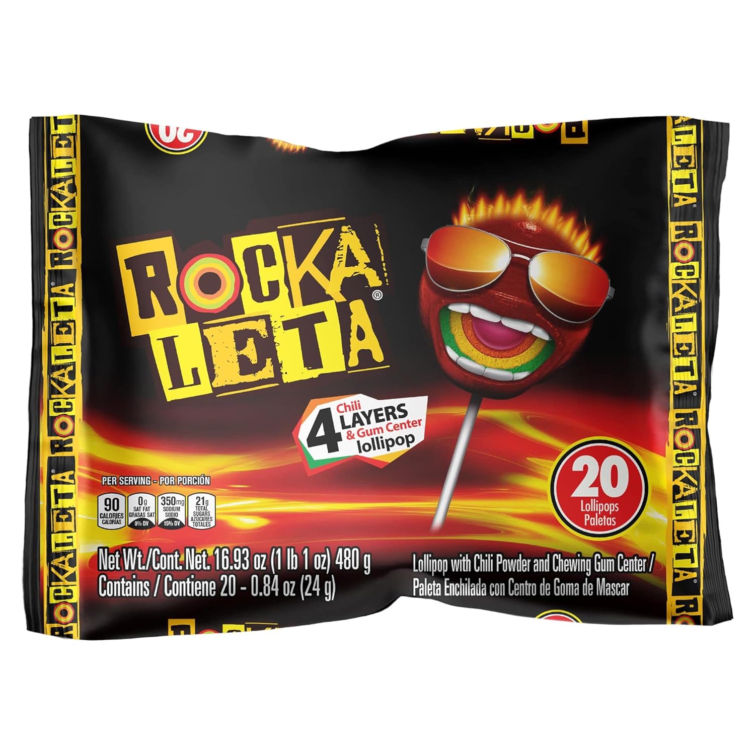Amazon.com : Rockaleta Chile Lollipops, 20 Count (SUGAR CANDY - ETHNIC ...