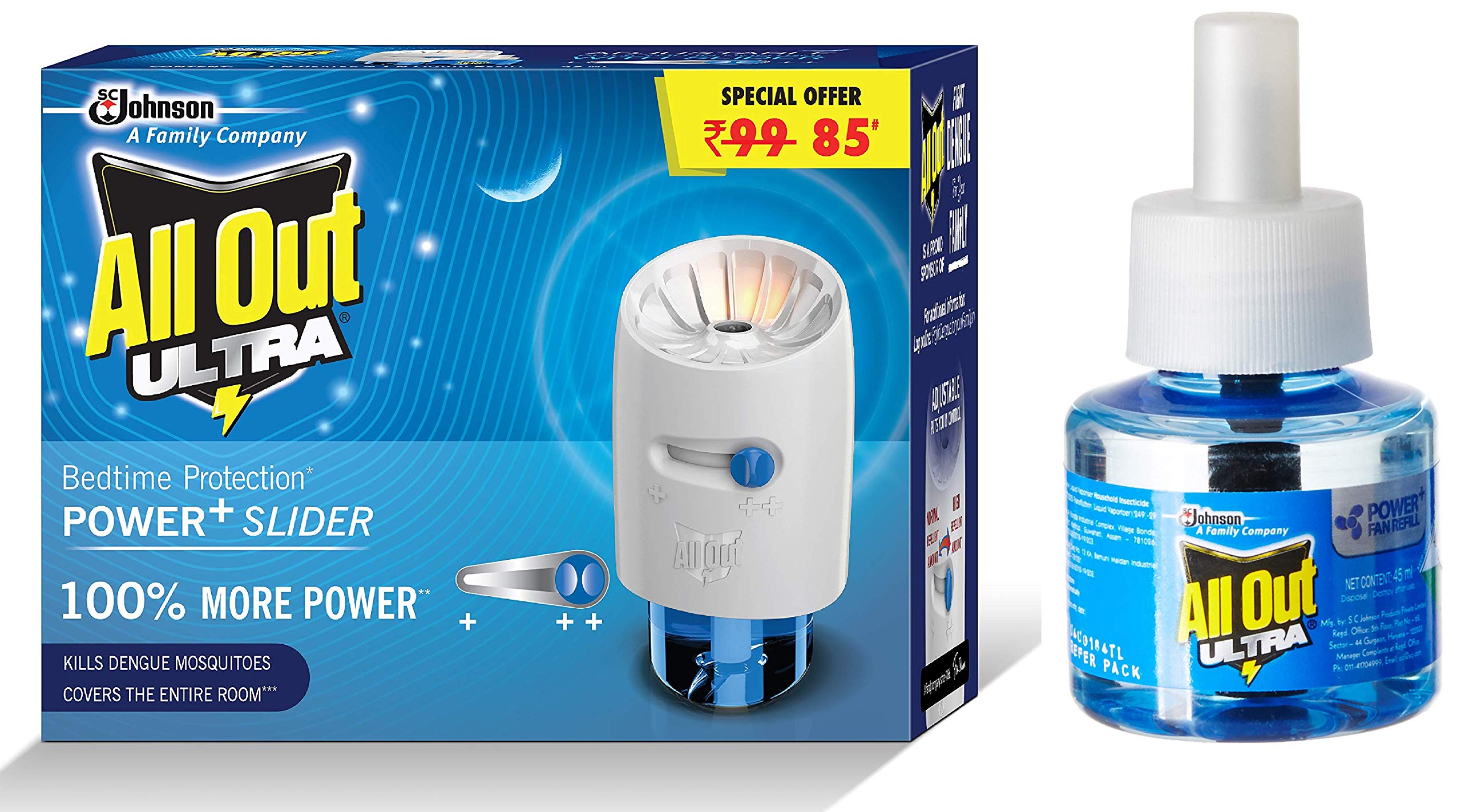 All Out Ultra Power+ Fan (2 Refills Pack)&All Out Ultra Power+ Slider ...