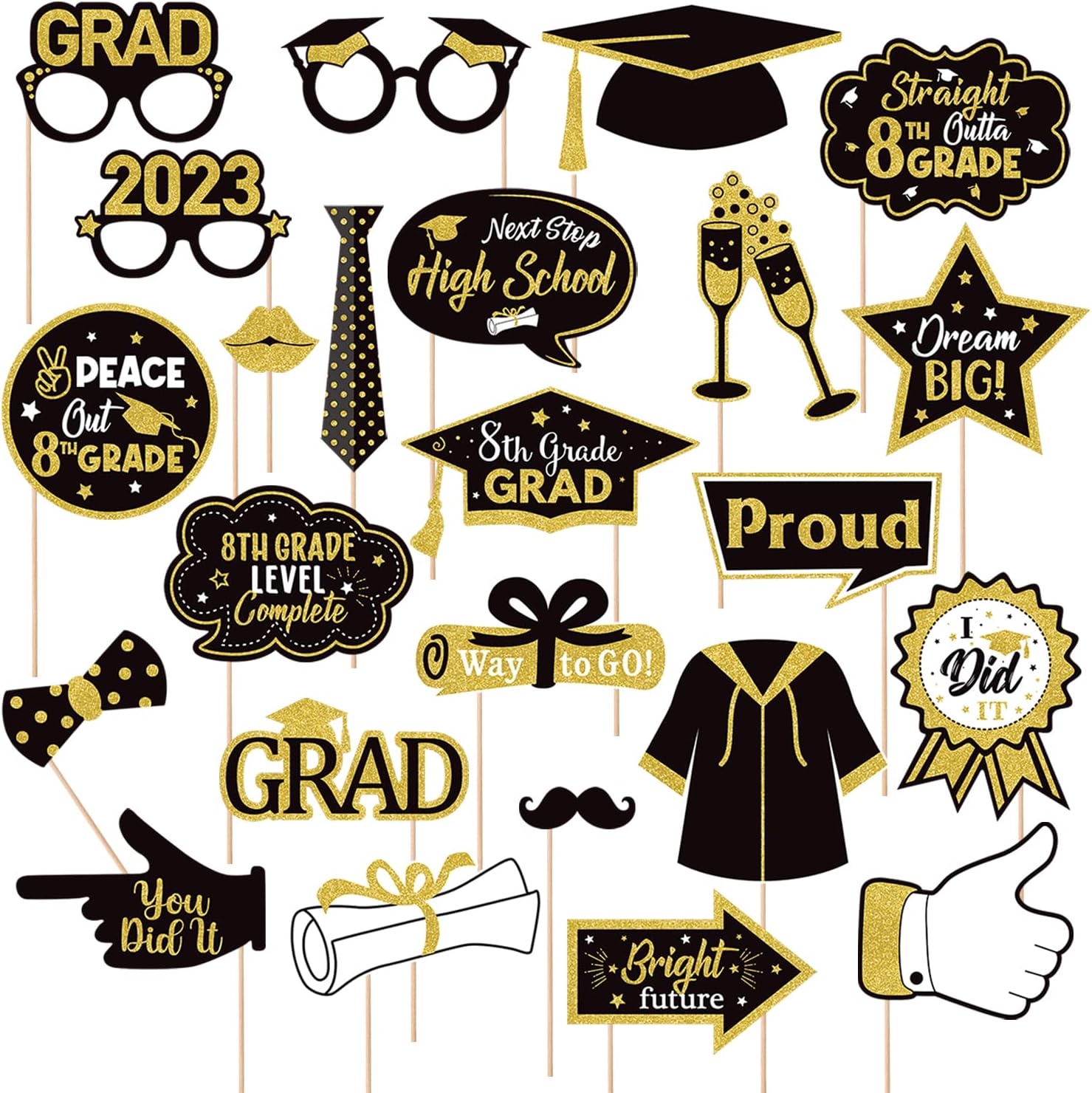 Amazon.com: Konsait Rose Gold Graduation Photo Booth Props Party ...