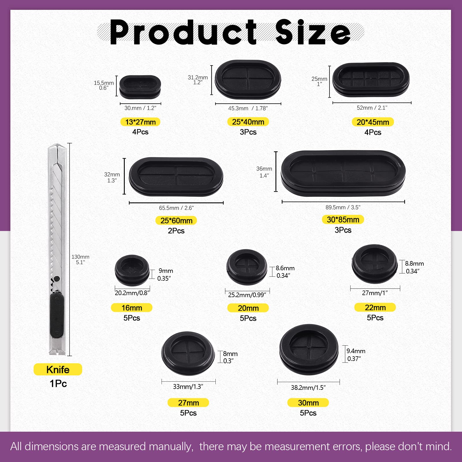 Snapklik.com : Swpeet 42Pcs 2 Types 10 Sizes Double Sided Round And ...