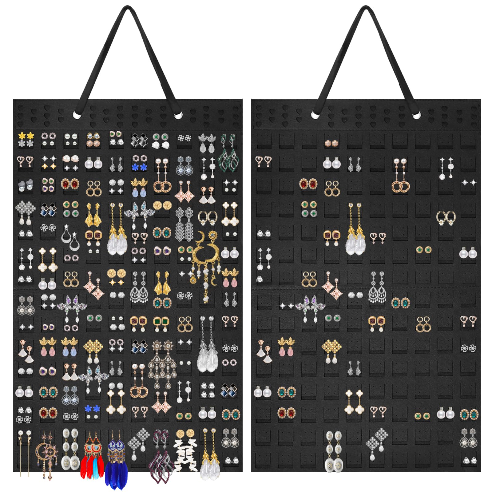 Amazon.com: Lorzot 2 Pcs Hanging Earring Holder Organizer, Soft Felt ...