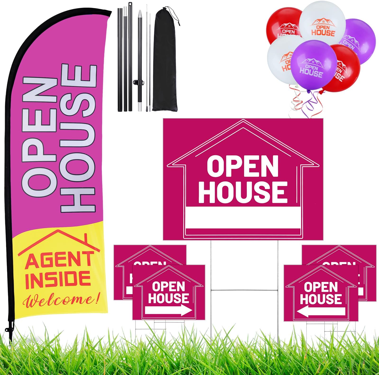 Amazon.com : Buryeah Open House Signs Set (36 Pcs Total), 1 Pack Open ...