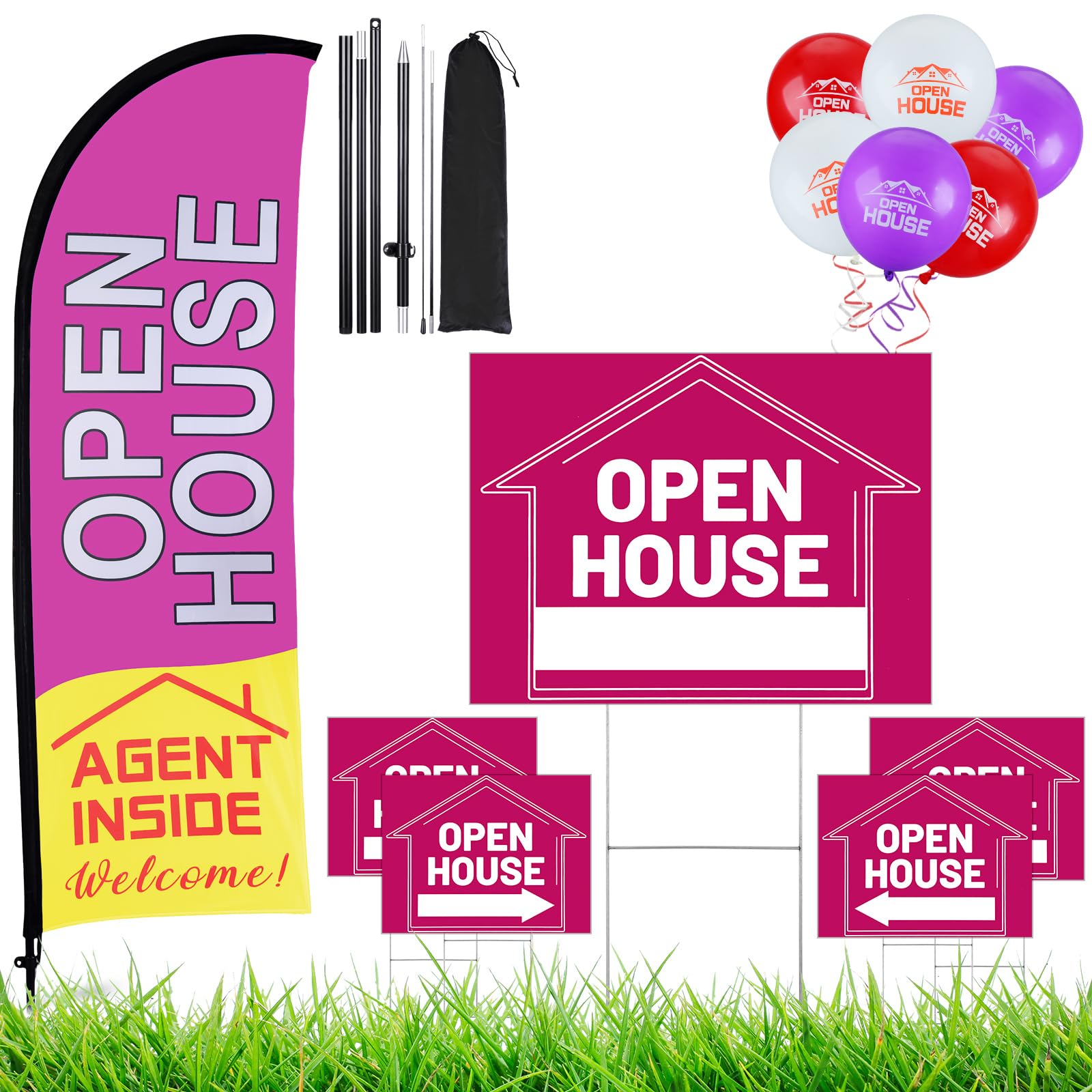 Amazon.com : Buryeah Open House Signs Set (36 Pcs Total), 1 Pack Open ...