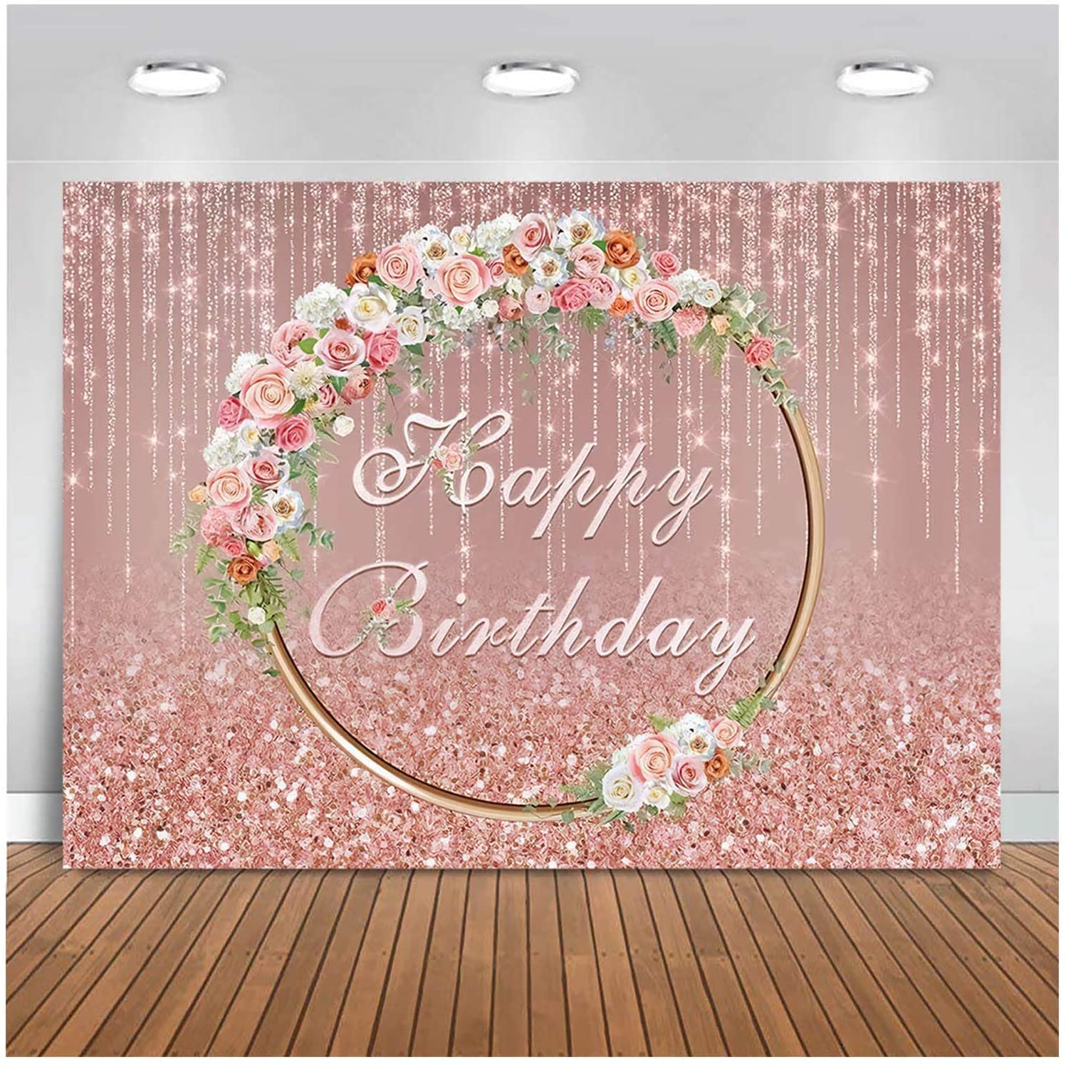 5x3ft Party Backdrop Rose Gold Glitter Birthday Backdrop - 5x3FT Pink ...