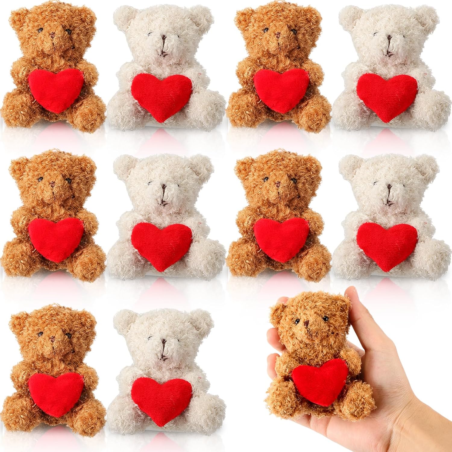 Amazon.com: Shappy 10 Pcs Mini Plush Bears with Heart 4 Inch Fuzzy ...