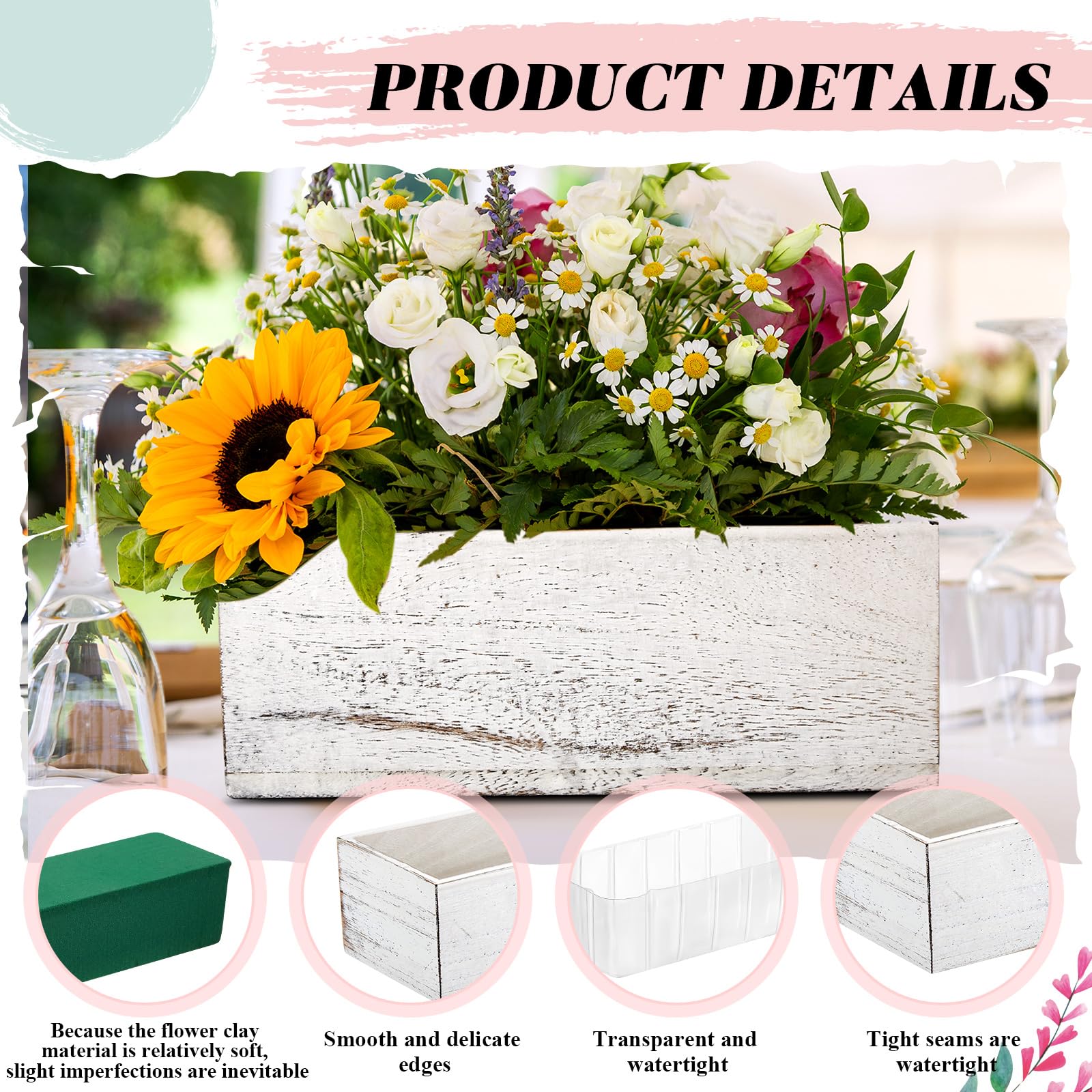 Snapklik.com : Dandat 4 Set Rectangle Wooden Planter 12x4 Inch Wood ...