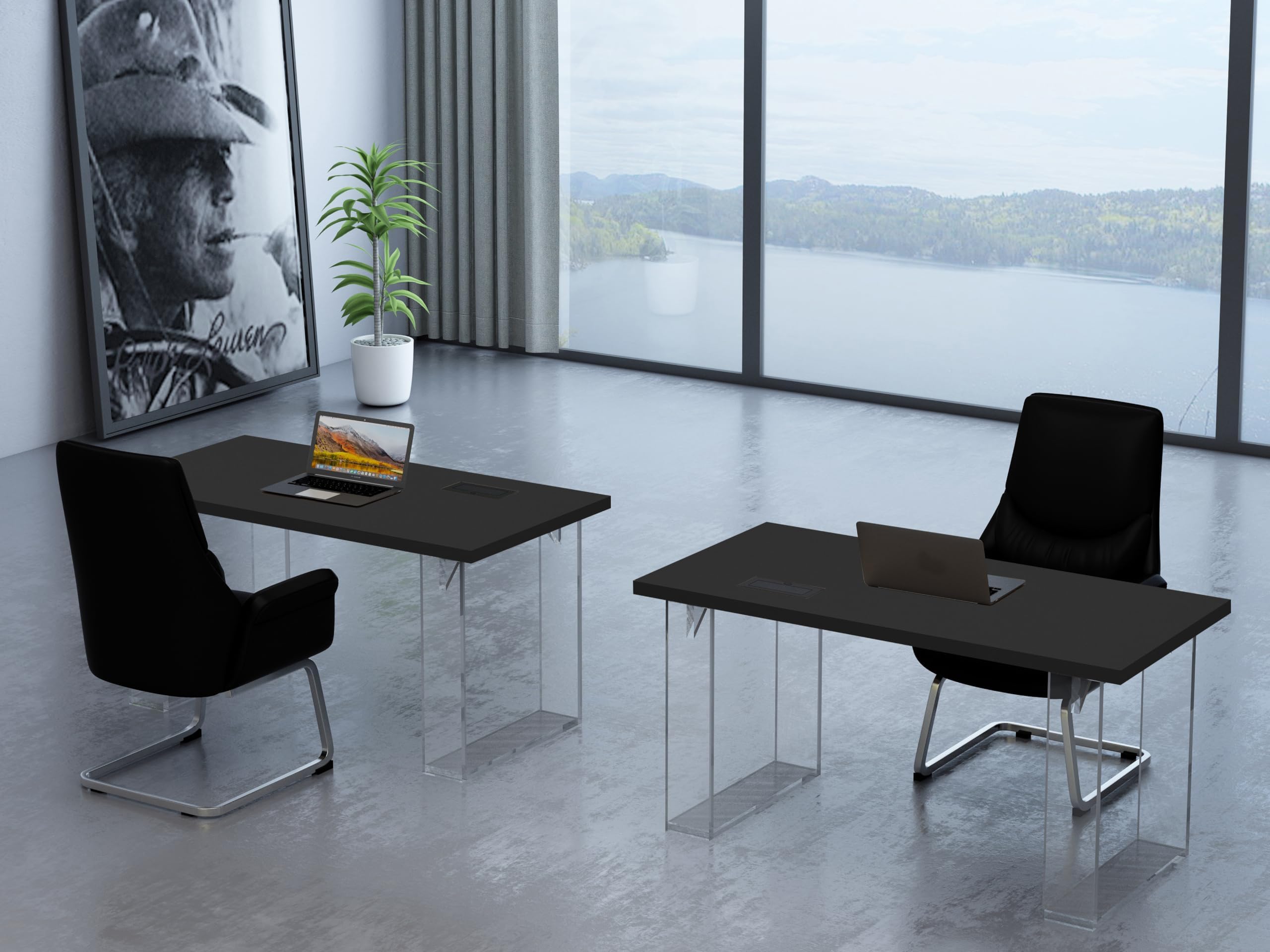 Amazon.com: ahliss Computer & Work Table Executive Modern Work Desk for ...