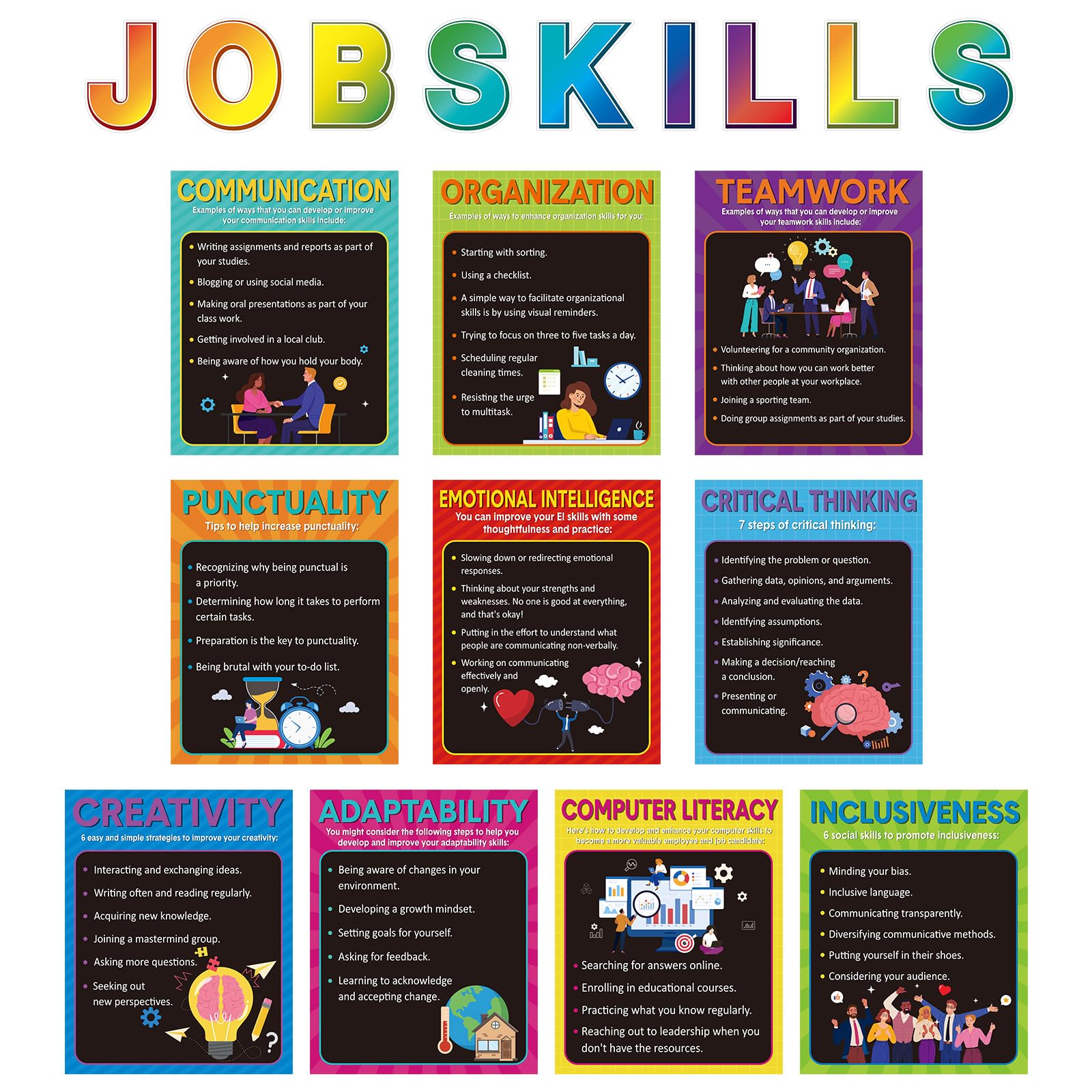 Snapklik.com : 19 Pcs Job Skills Educational Posters Back To School ...