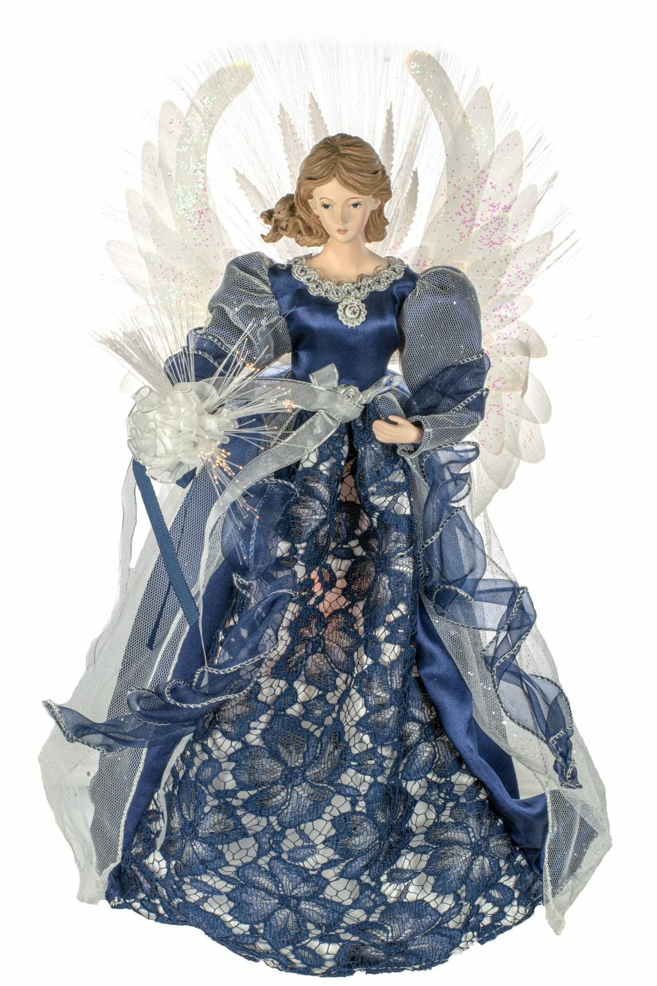 Amazon.com: Blue Fabric Large Modern Fiber Optic Angel Tree Topper ...