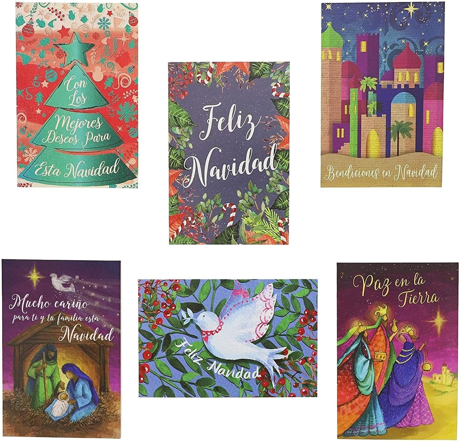 Amazon.com : Sustainable Greetings 48 Pack Feliz Navidad Spanish ...